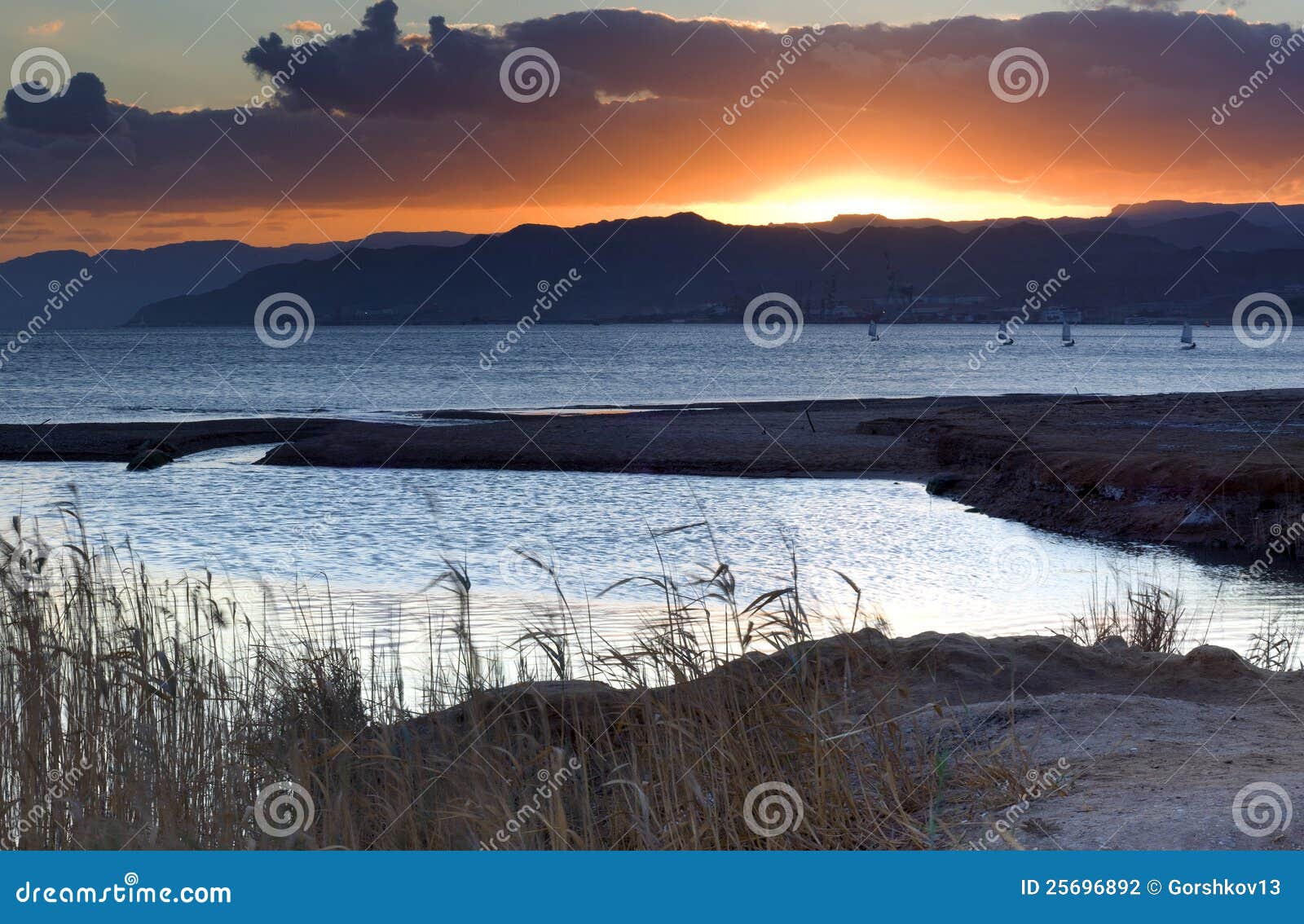 Sunset at the Red Sea, Eilat, Israel Stock Photo - Image of marine ...