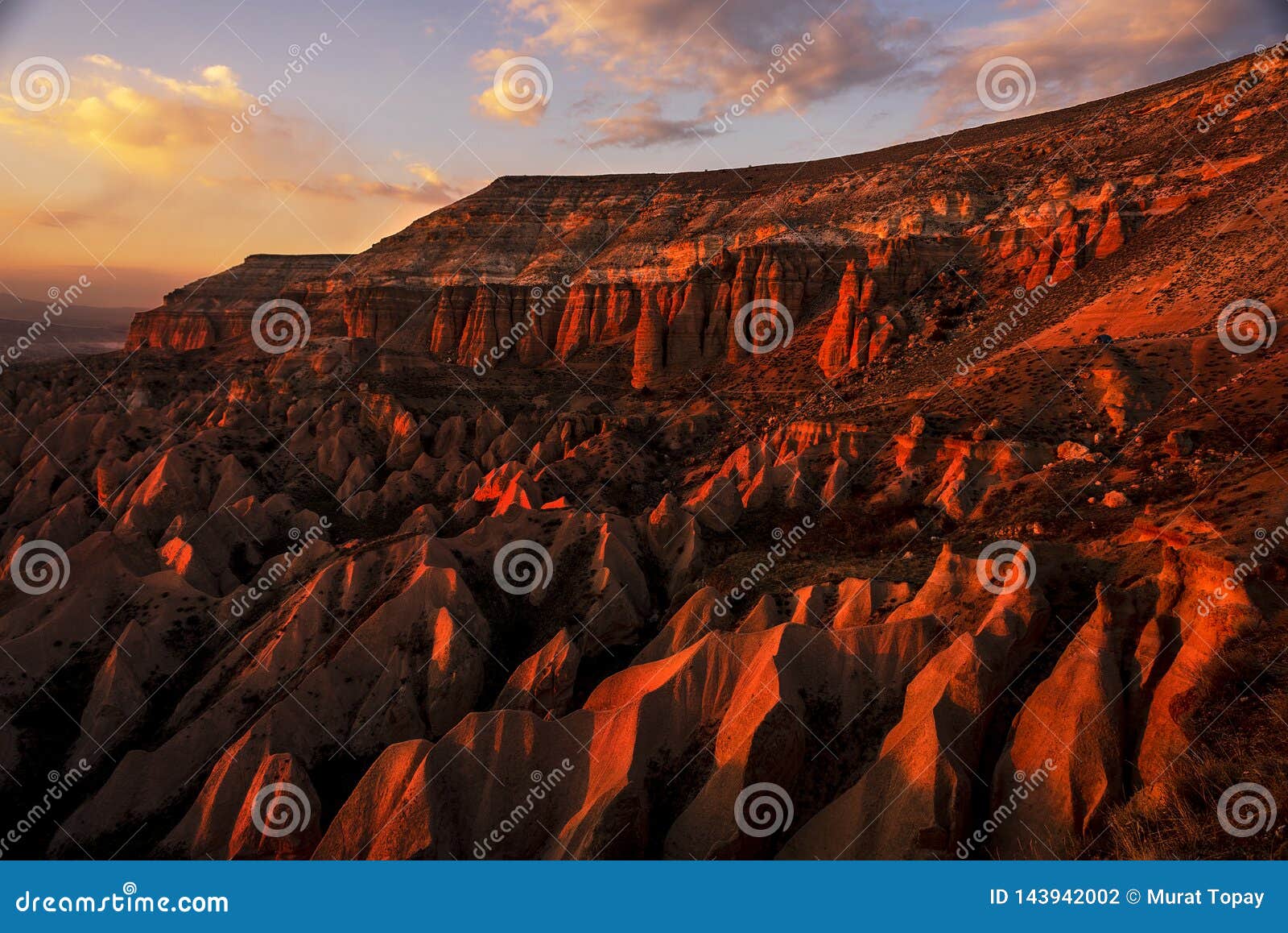 Sunset in the Red Valley of Cappadocia Stock Photo - Image of canyon ...
