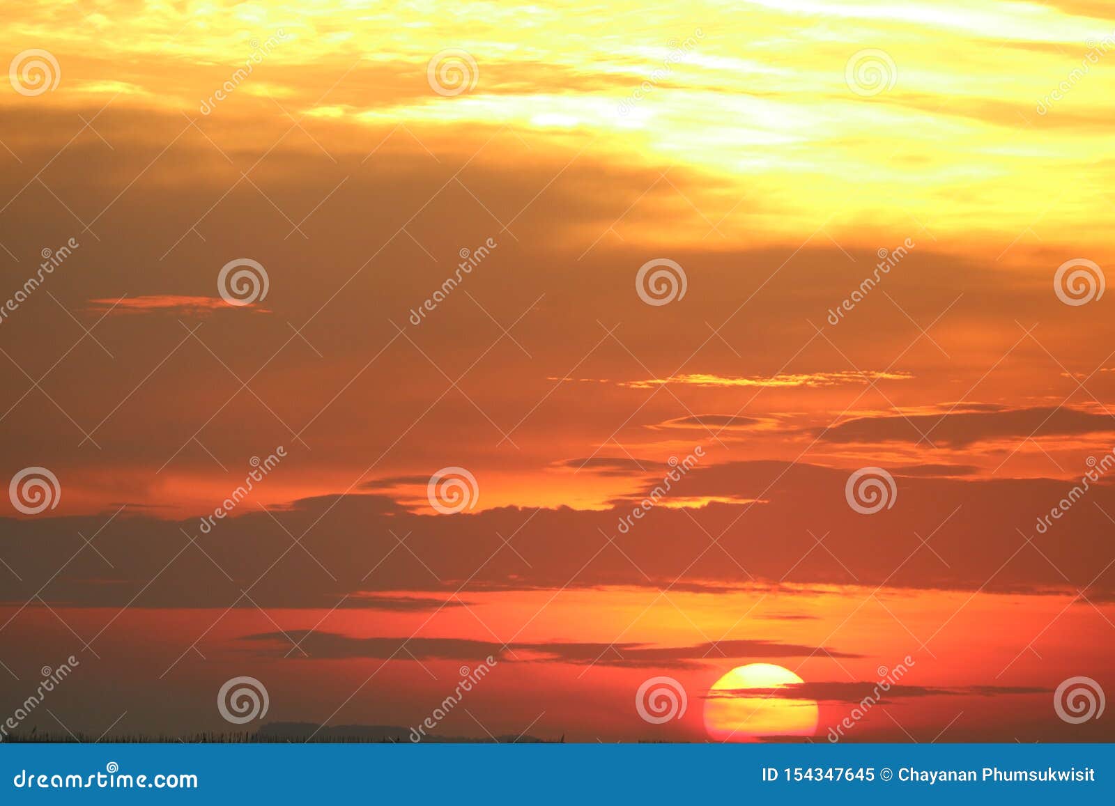 Sunset on Red Yellow Sky Back Soft Evening Cloud Over Horizon Sea Stock ...