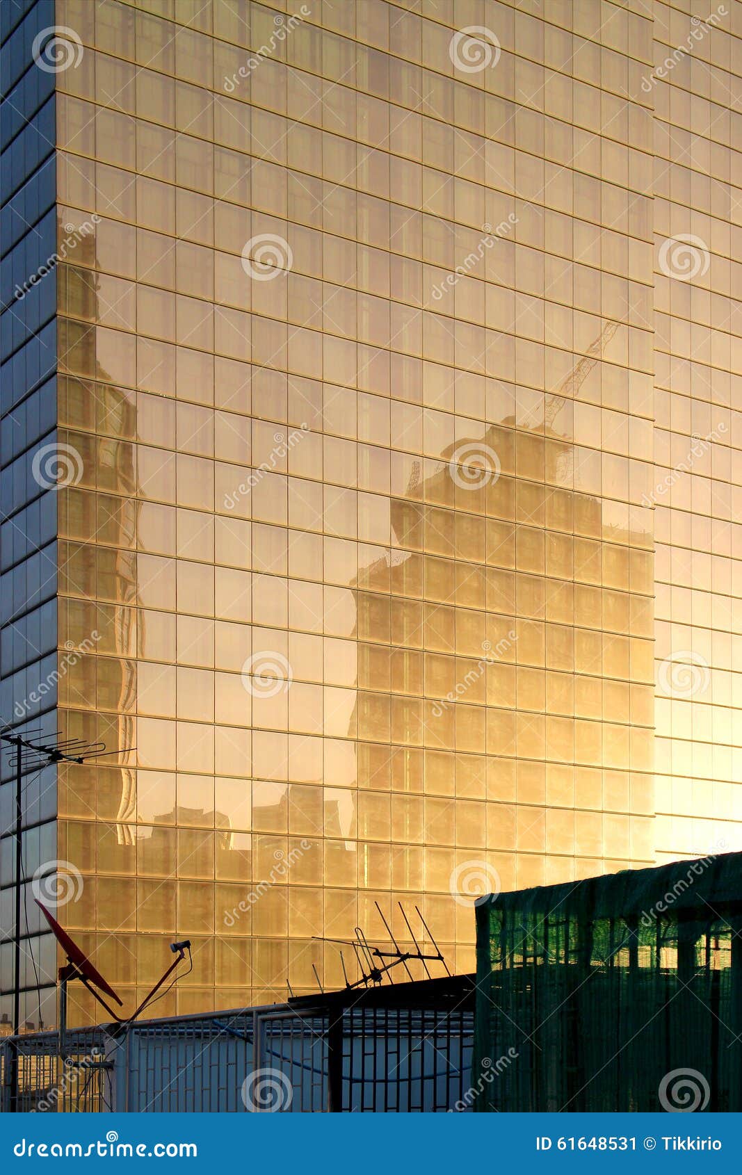 Sunset Reflection on Mirror Building Stock Image - Image of construct ...