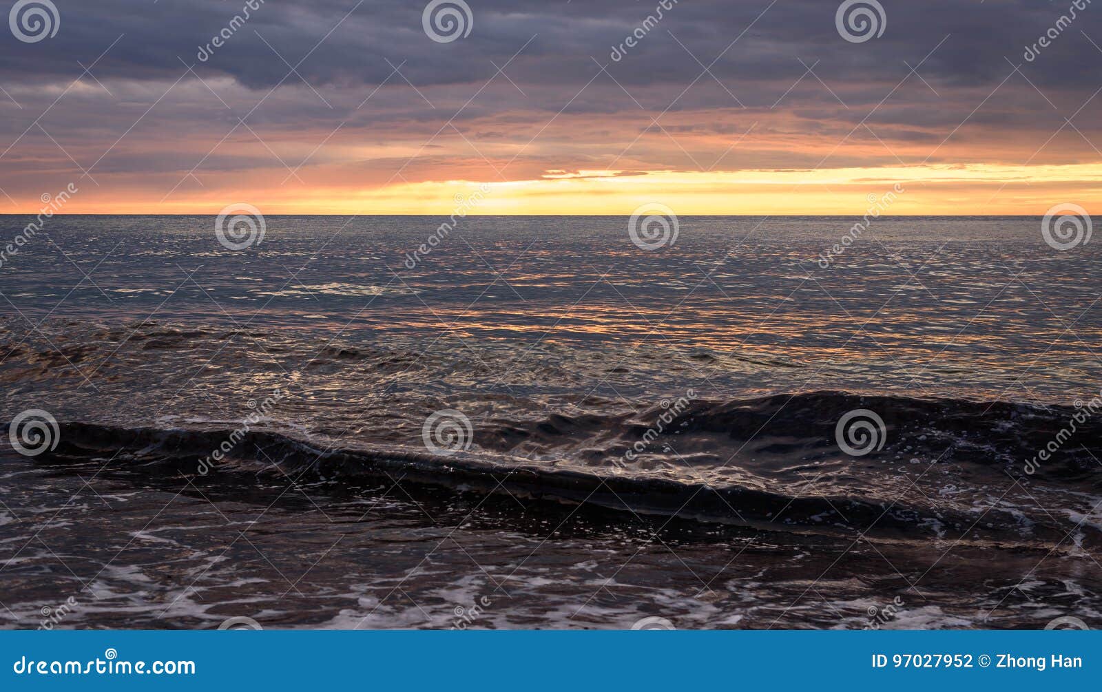 Sunset reflection in ocean stock photo. Image of outdoor - 97027952