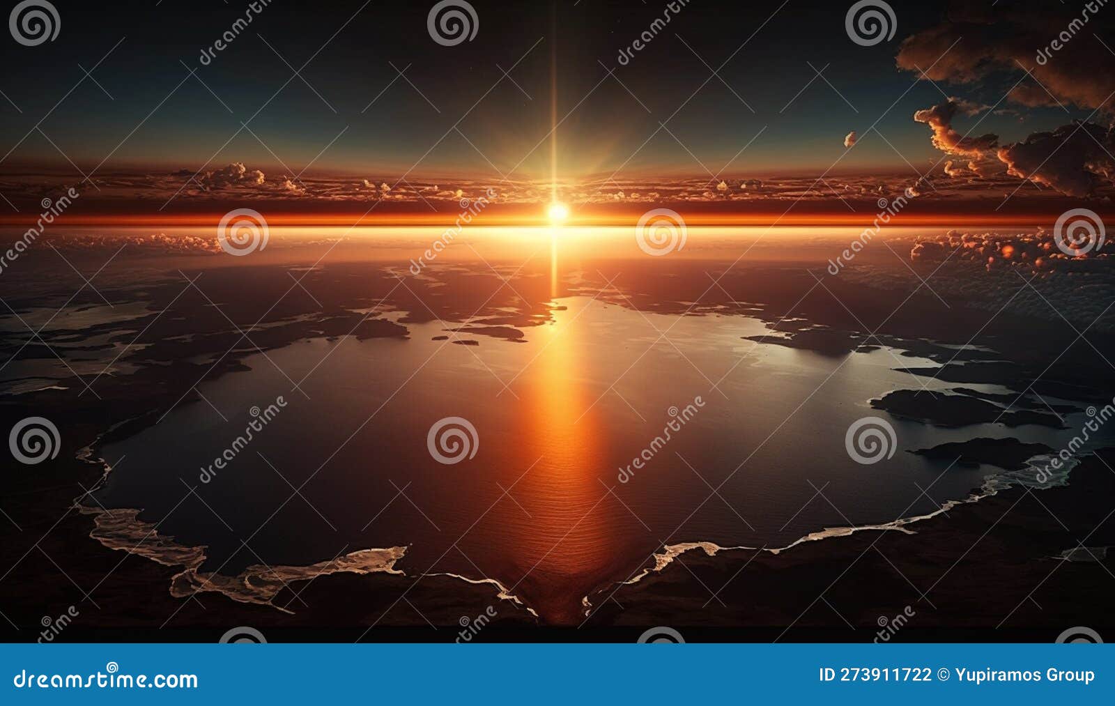 Sunset Reflection on Water Creates Tranquil Outdoor Scene Generated by ...