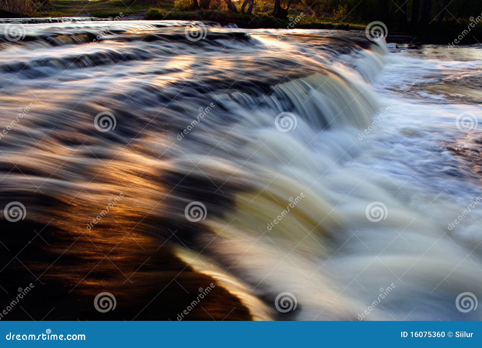 Sunset Reflection on Waterfall Stock Photo - Image of torrent, descends ...