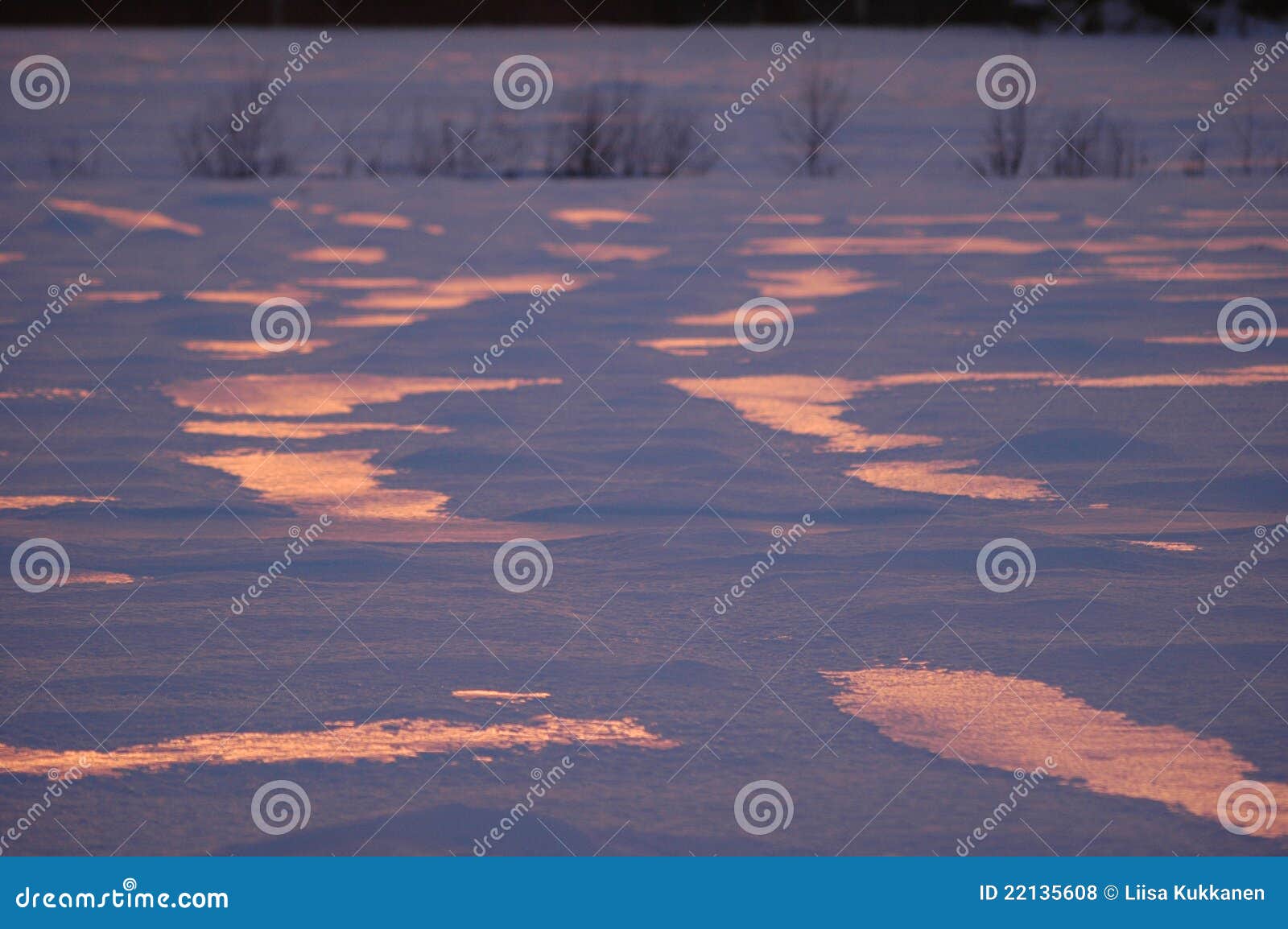 Sunset reflections in snow stock photo. Image of field - 22135608