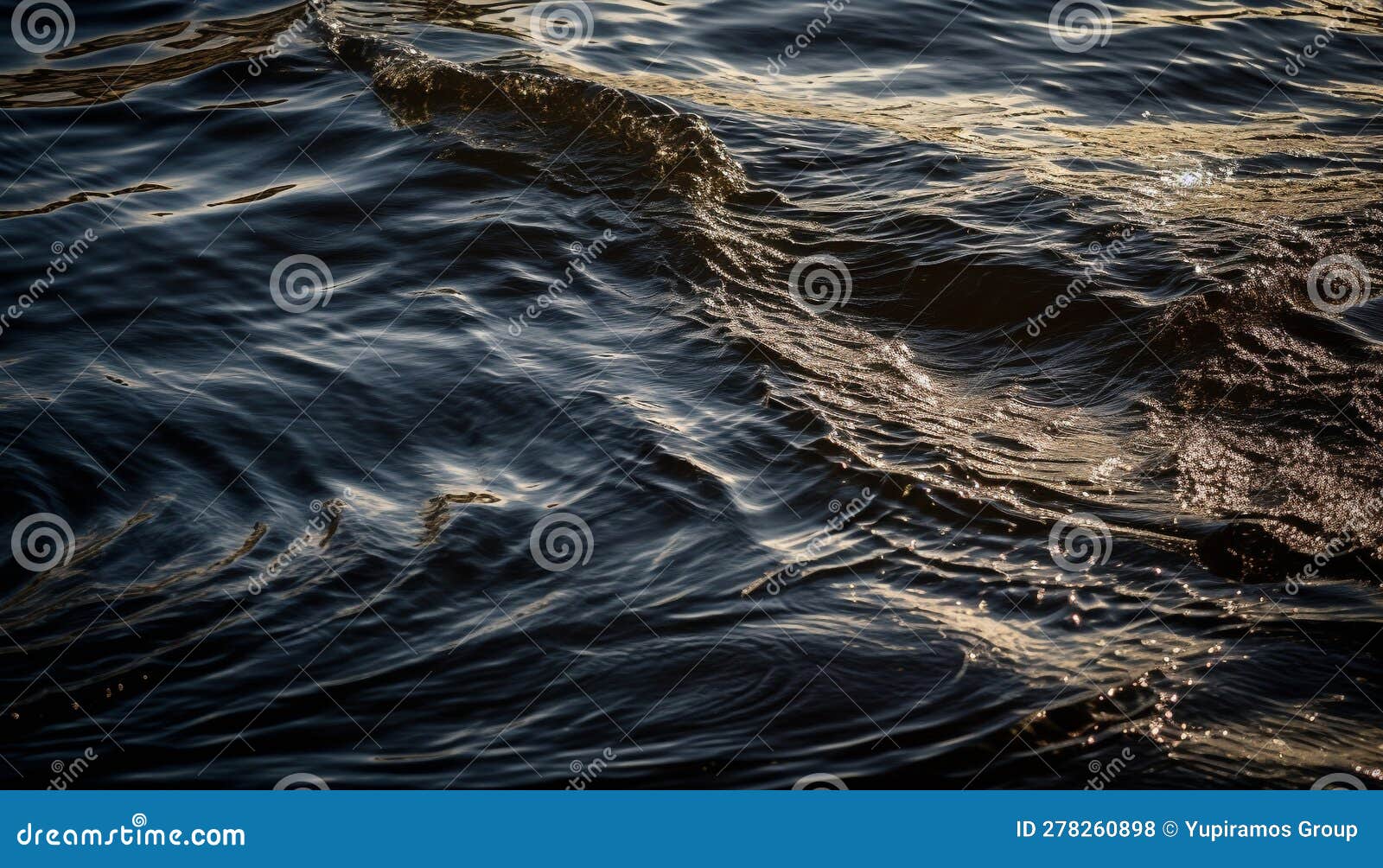 Sunset Reflects Rippled Wave Pattern on Water Surface Generated by AI ...