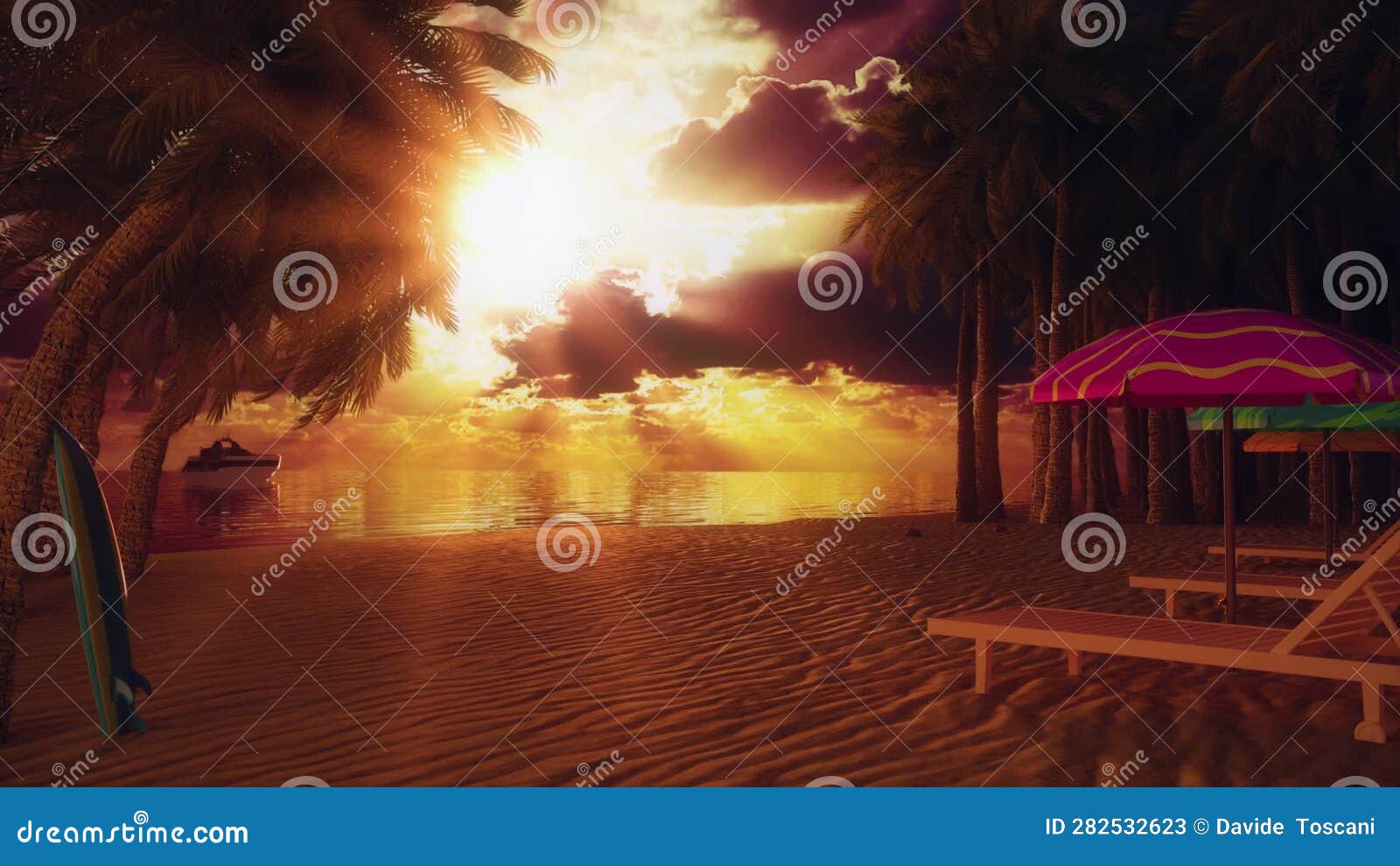 Sunset and Relax at the Tropical Beach - Loop Sea Ocean Landscape ...