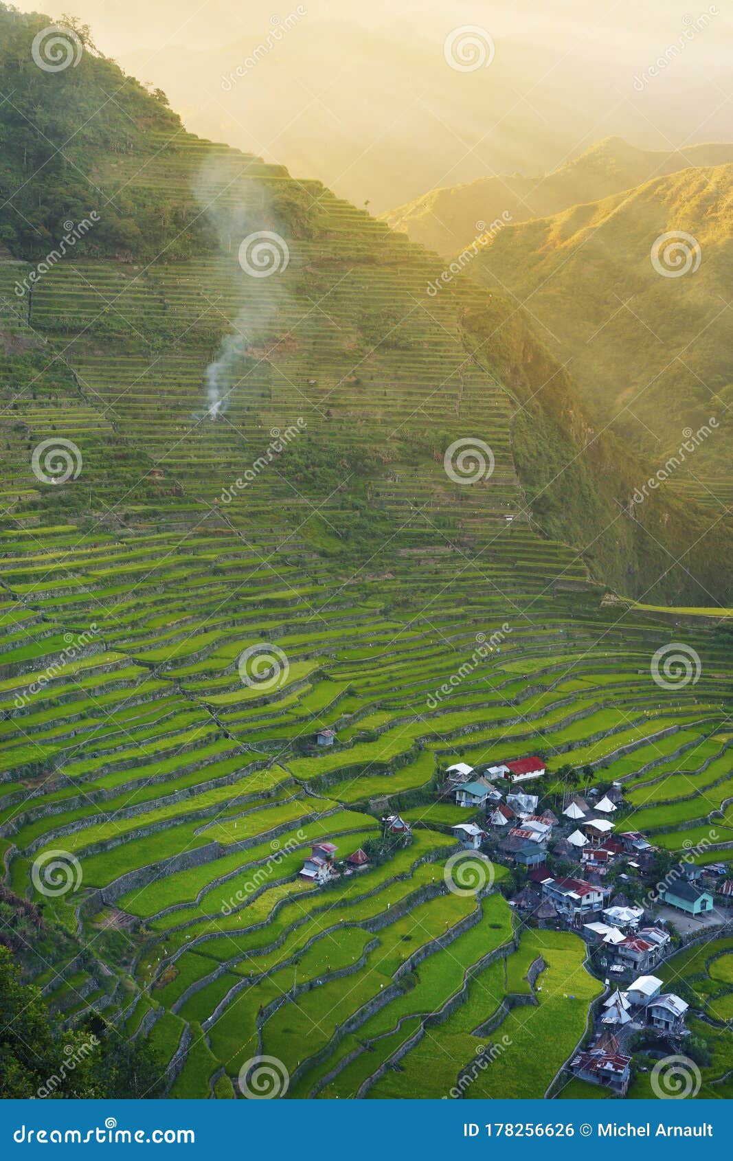 Sunset in Rice Field Terraces at Batad Stock Photo - Image of laos ...