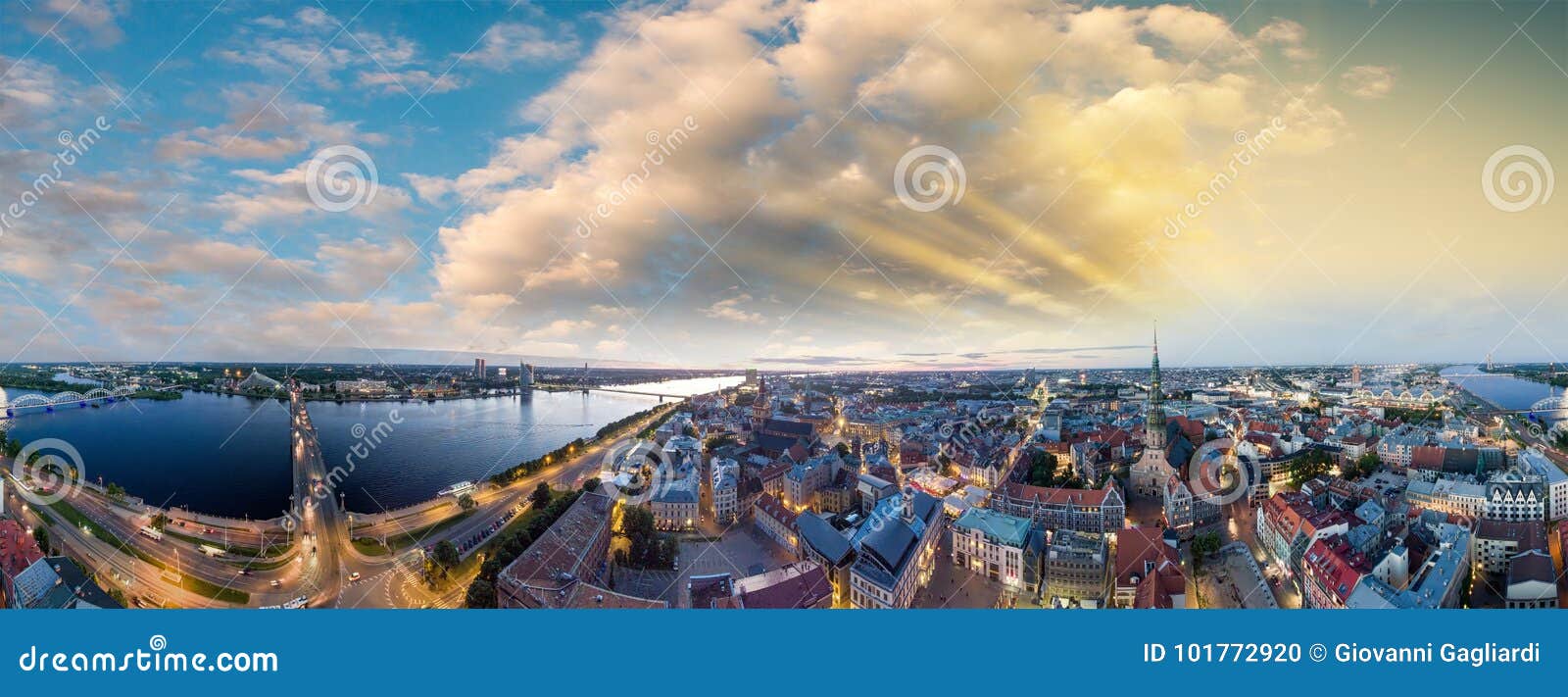 Sunset in Riga. Latvia stock photo. Image of establishing - 101772920