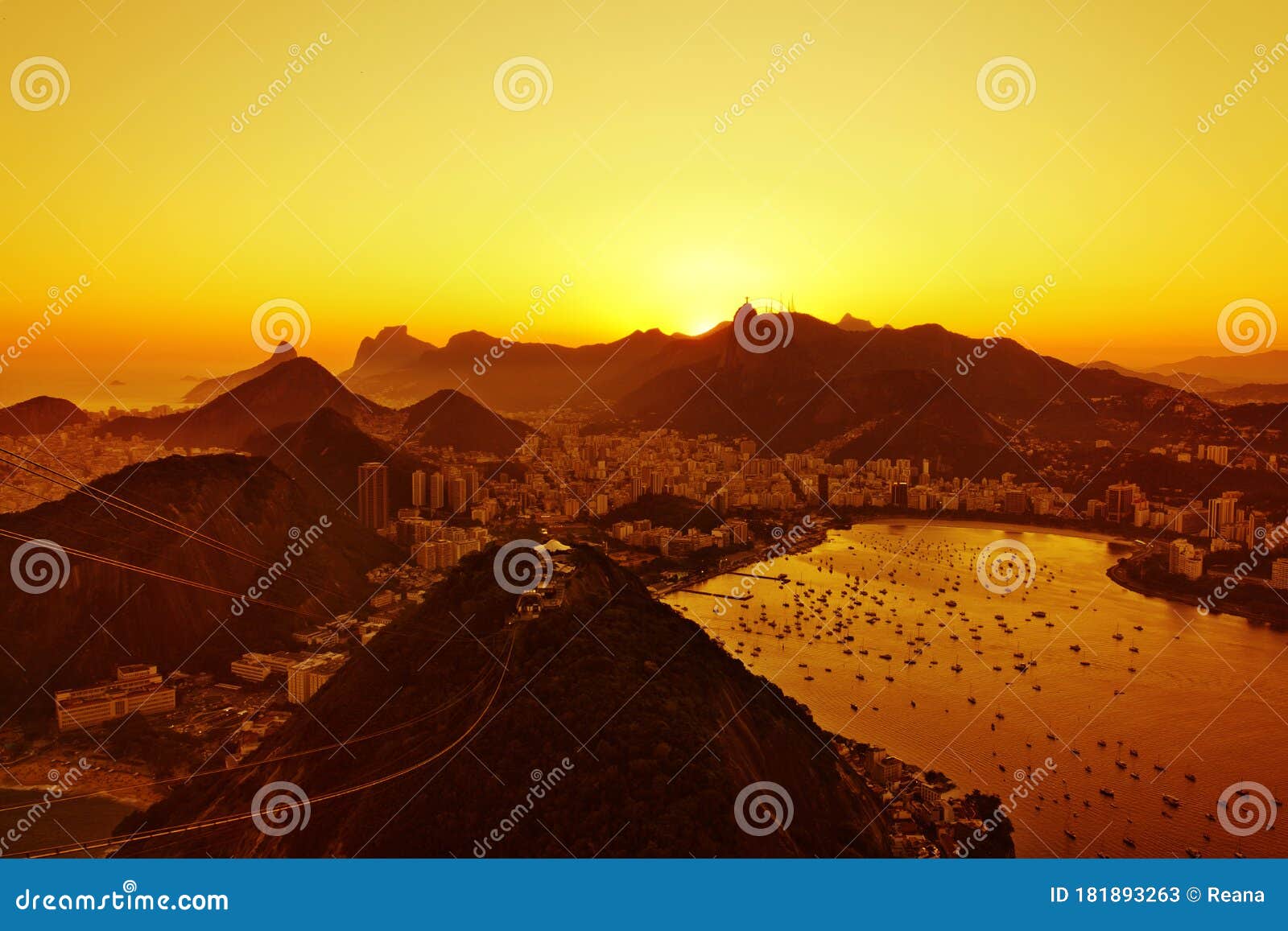 Sunset in Rio de Janeiro stock image. Image of coast - 181893263