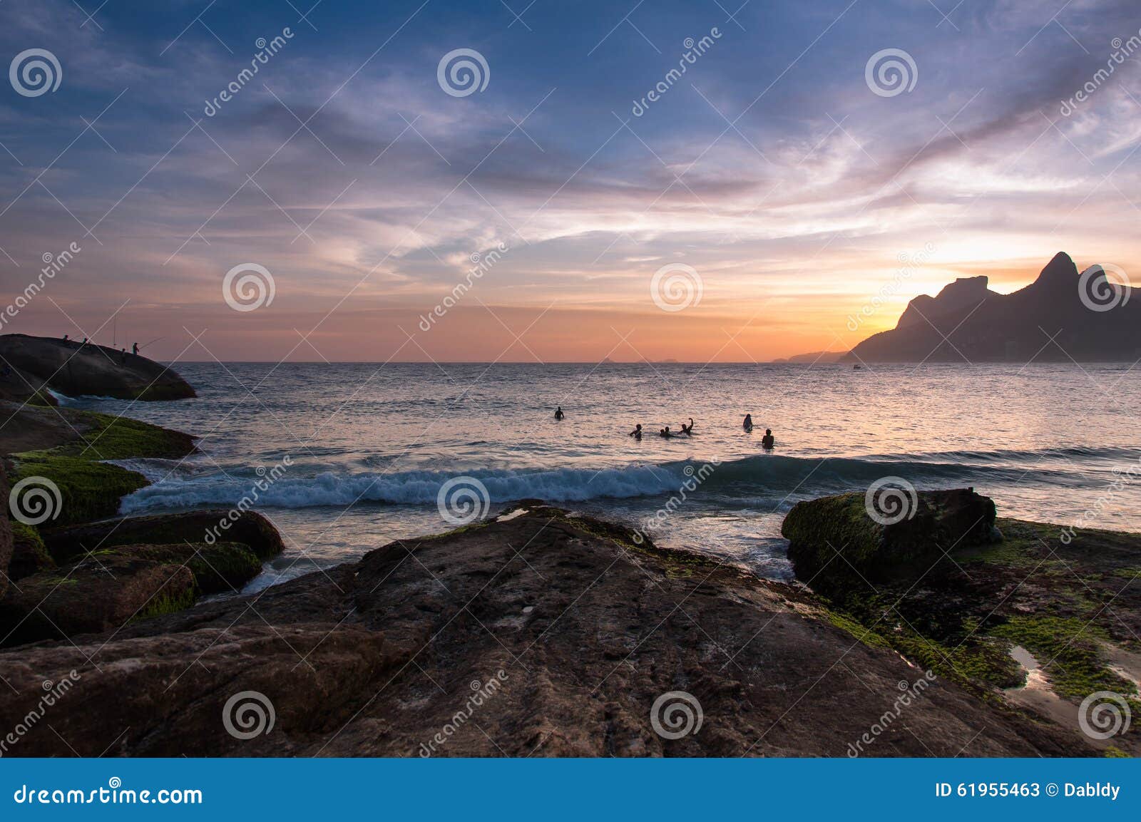 Sunset of Rio De Janeiro View from Arpoador Rock Stock Image - Image of ...
