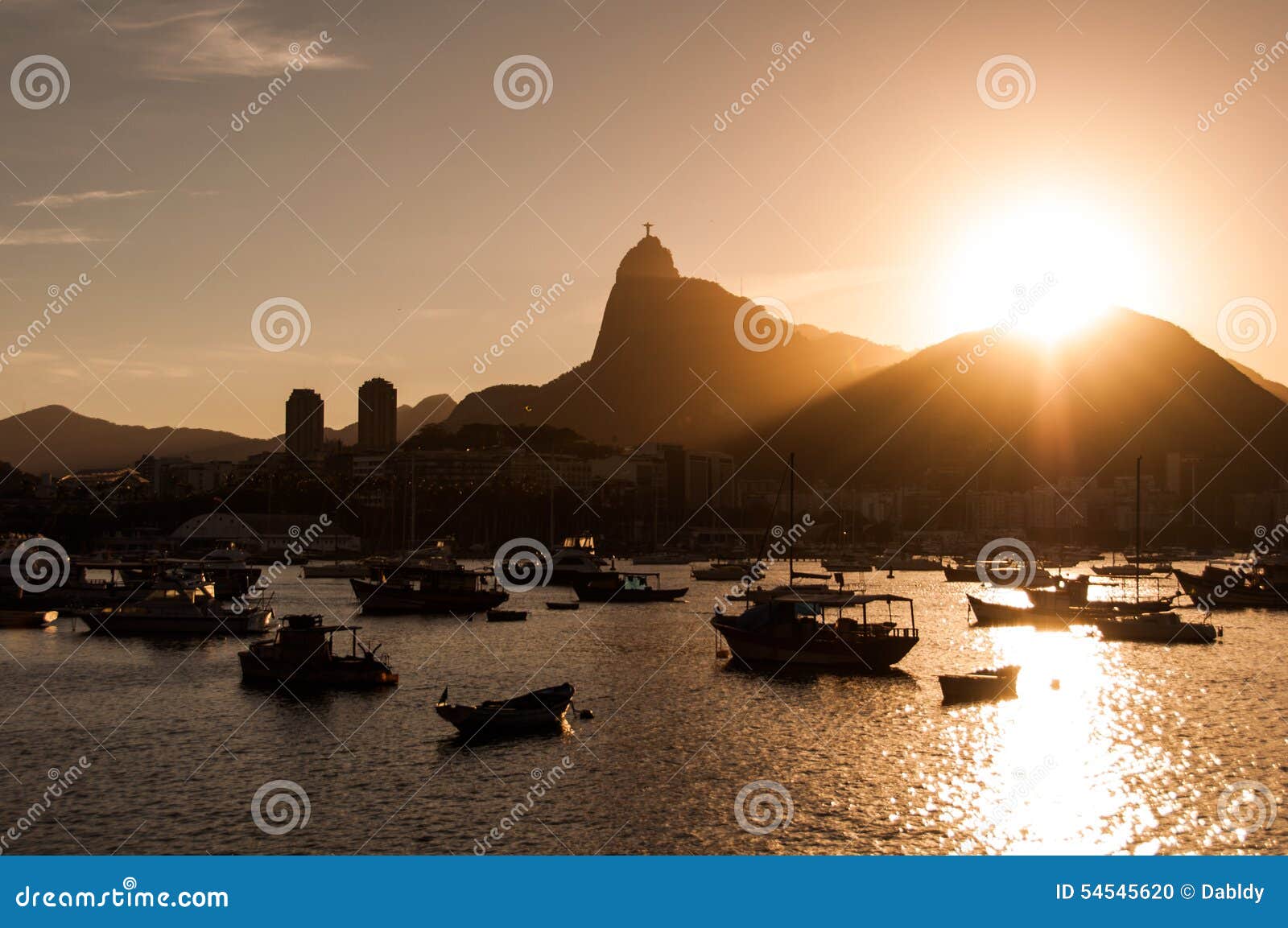 Sunset in Rio de Janeiro stock photo. Image of destinations - 54545620