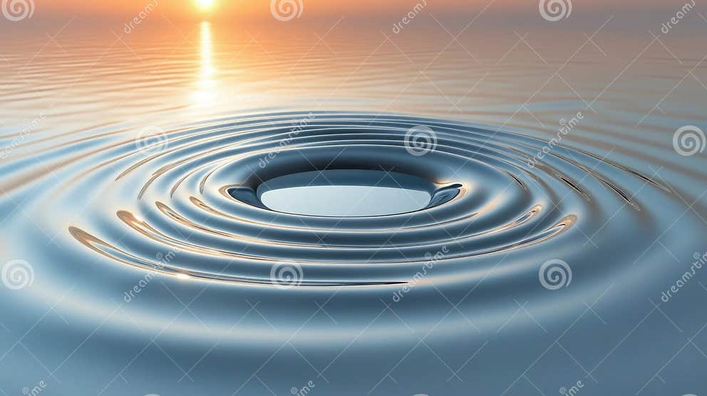 Sunset Ripples on Calm Water Surface Stock Illustration - Illustration ...