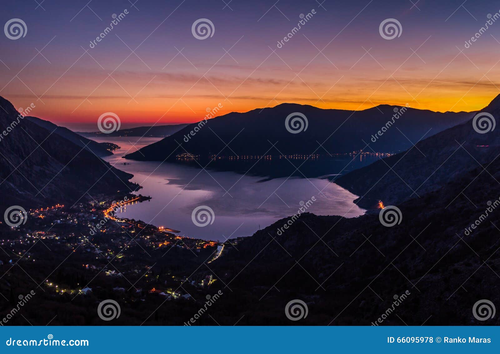Sunset in Risan, boka bay stock photo. Image of risan - 66095978