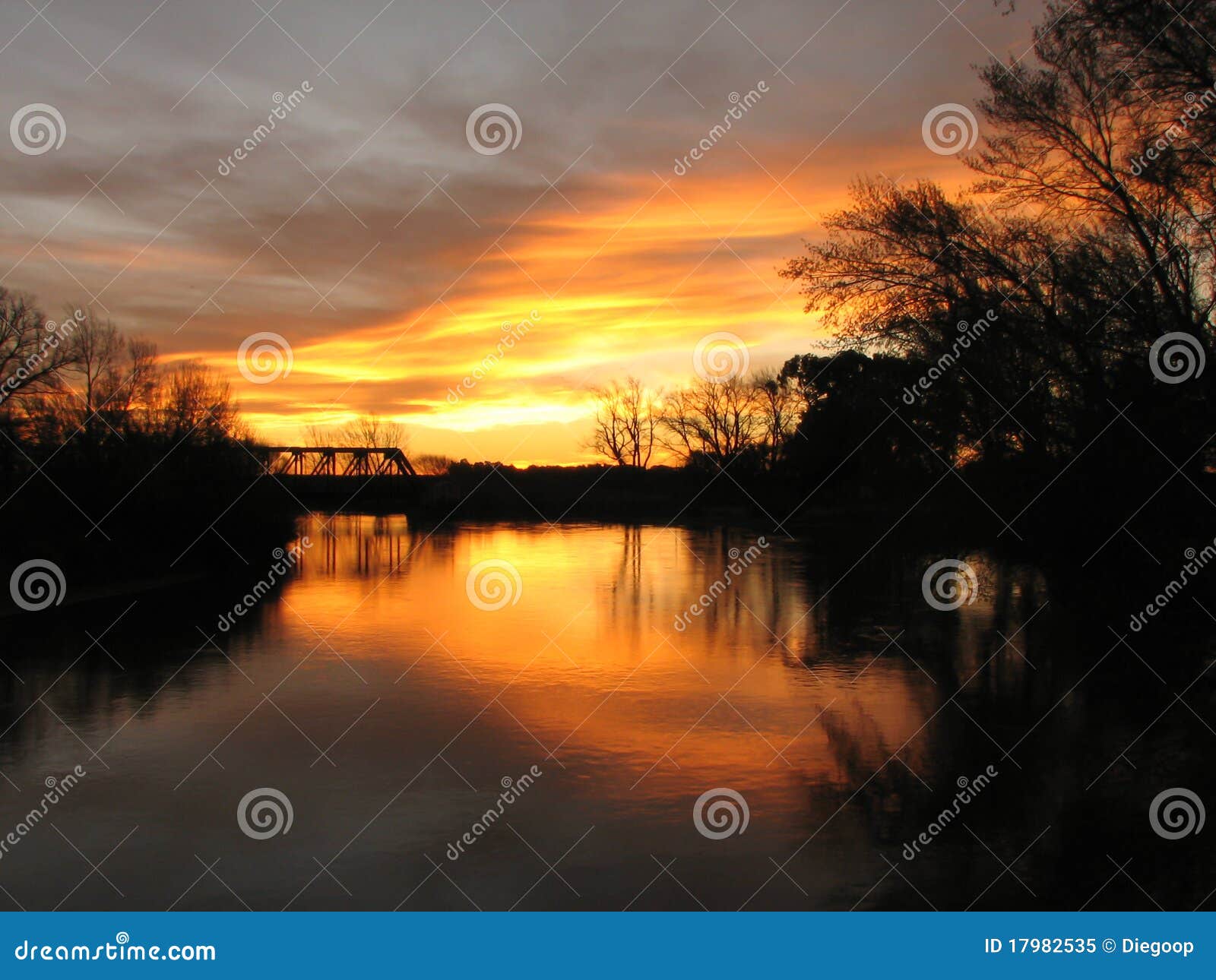 Sunset at the river stock image. Image of backlight, sunset - 17982535