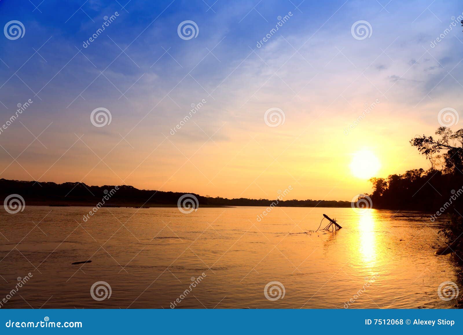 Sunset on the river stock photo. Image of outdoors, vibrant - 7512068