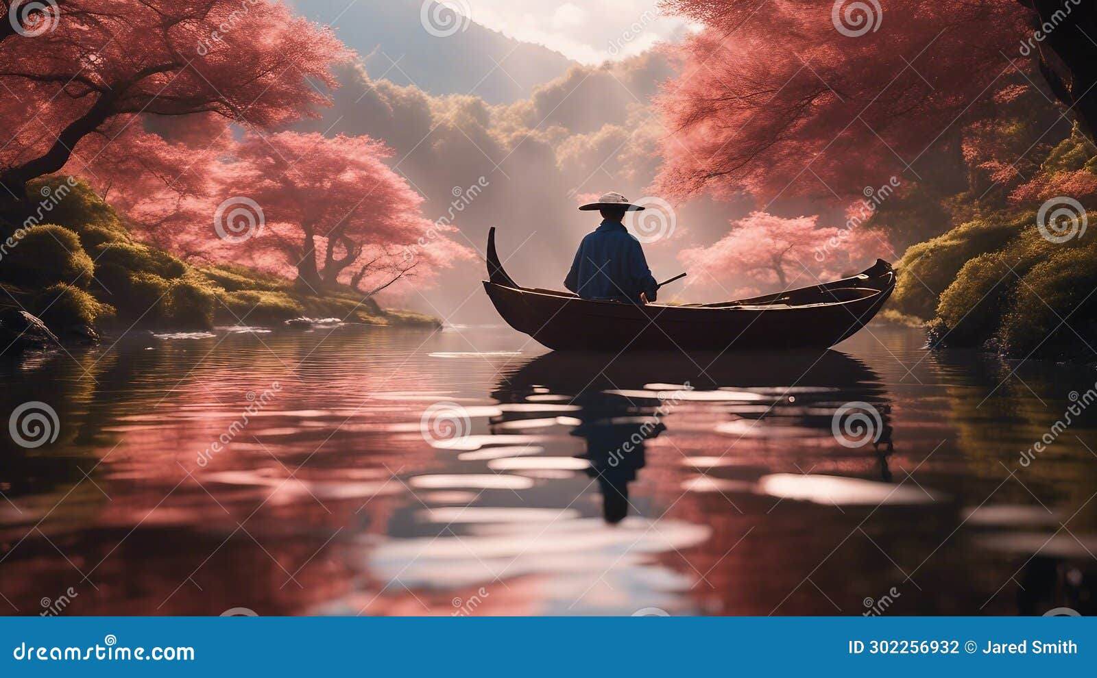 Sunset on the River Boatman Punting the Boat at River Stock ...