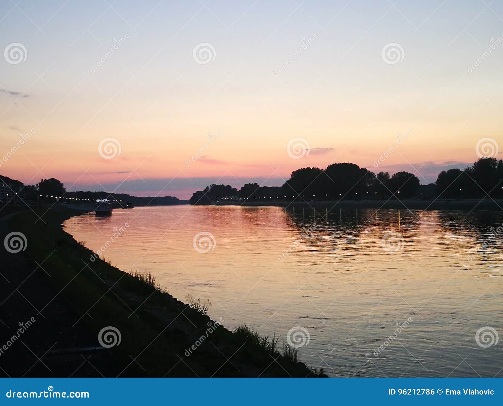 Sunset stock photo. Image of osijek, sunset, drava, croatia - 96212786