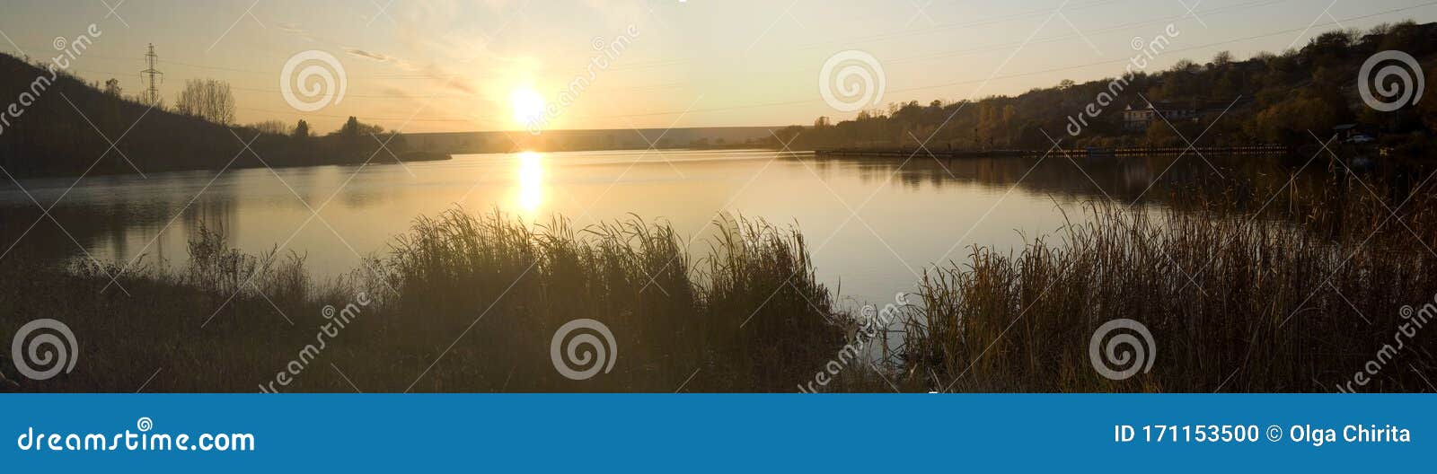 Sunset on the River, Reeds, the Sun Sets Stock Photo - Image of nquiet ...