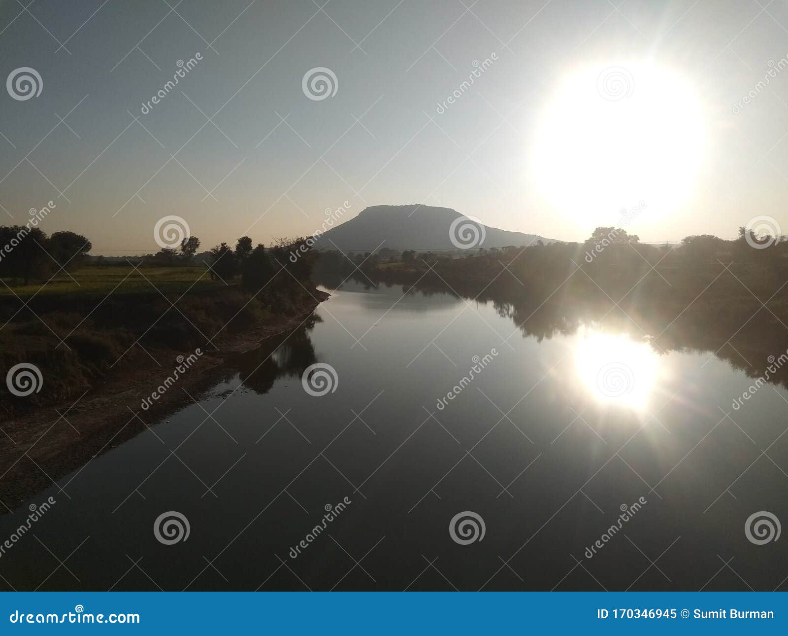 Sunset stock image. Image of tamas, river, satna, sunset - 170346945
