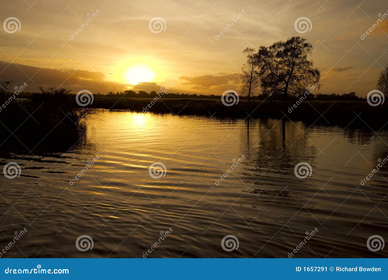 Sunset on the riverbank stock image. Image of ripples - 1657291