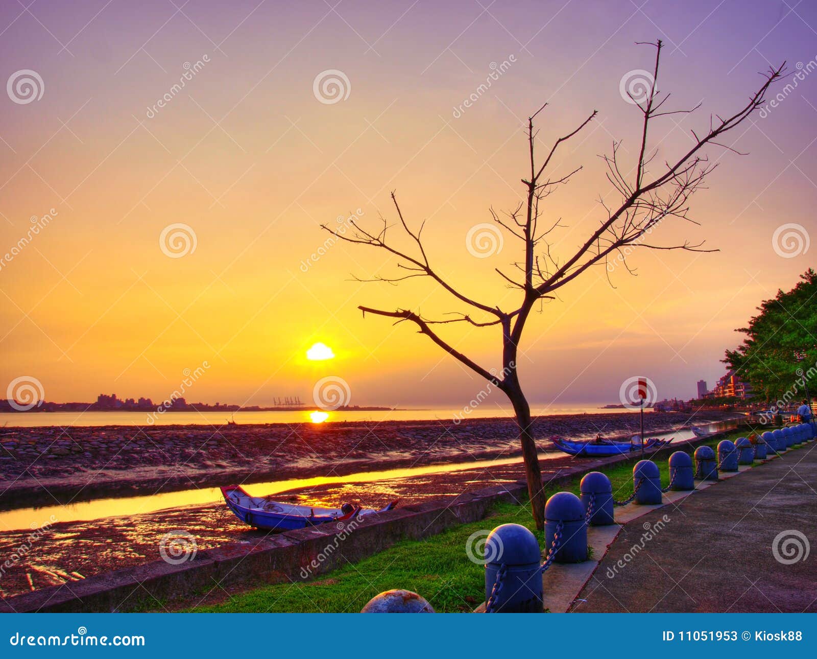 Sunset in riverside stock image. Image of grass, setting - 11051953