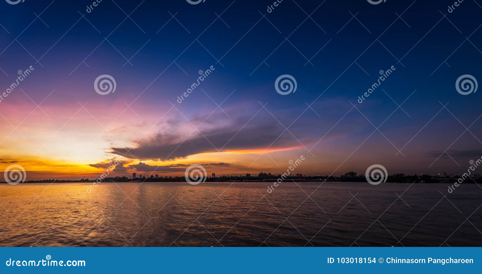 Sunset at riverside stock photo. Image of cloud, view - 103018154