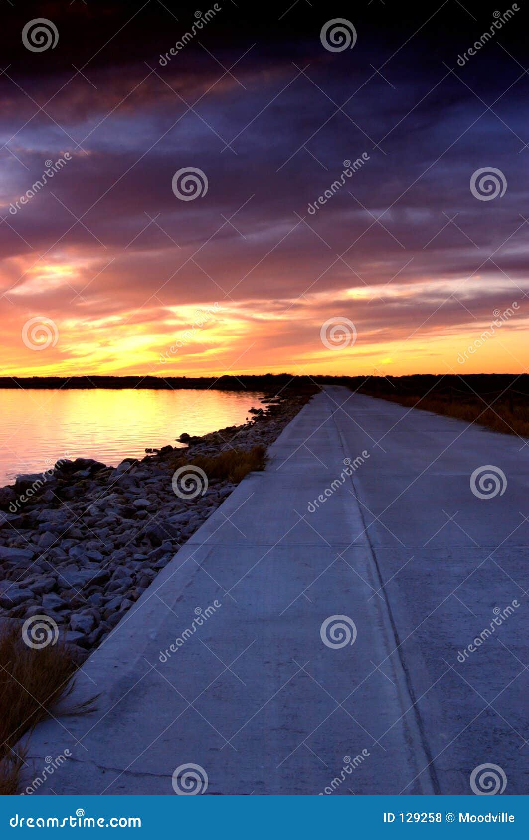 Sunset Road stock photo. Image of waterscape, travel, journey - 129258