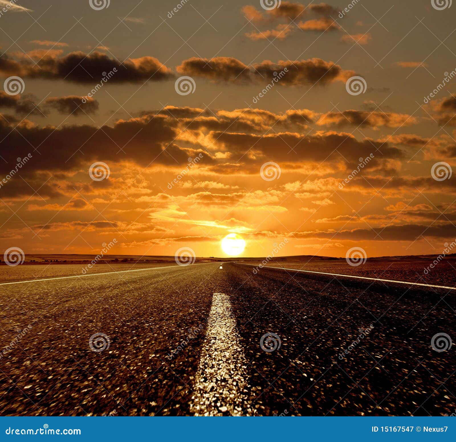Sunset and the Road stock image. Image of sunrise, strong - 15167547