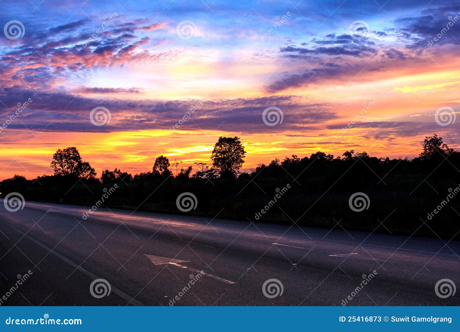 Sunset on road stock image. Image of heat, building, fast - 25416873