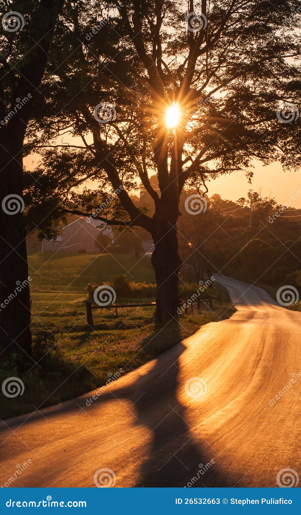 Sunset Road stock image. Image of meadow, farming, light - 26532663