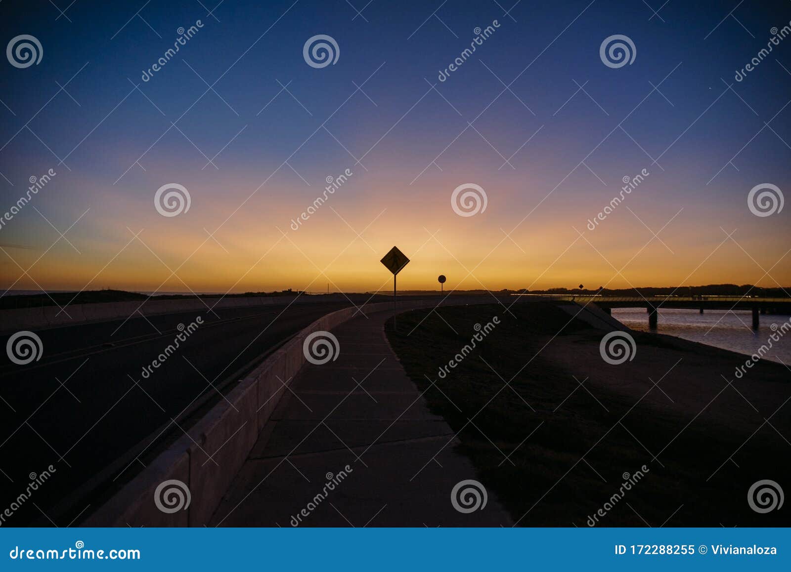 Sunset on the road stock image. Image of interstate - 172288255