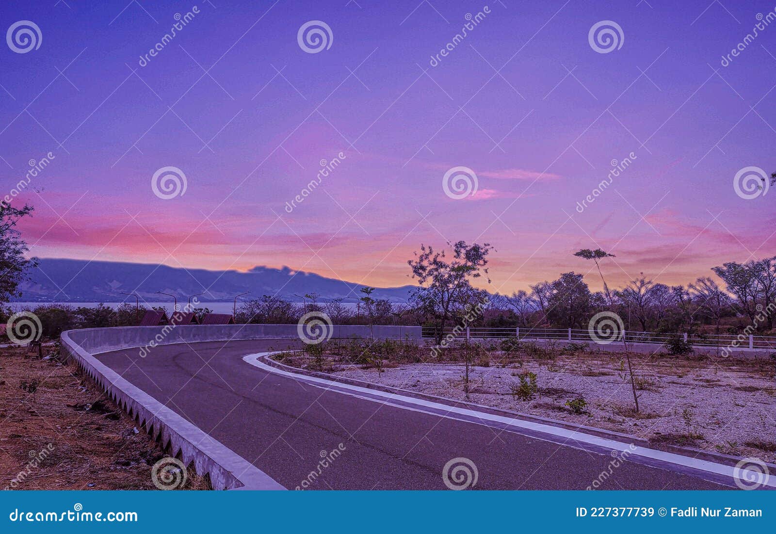 Sunset on the road stock image. Image of night, highway - 227377739