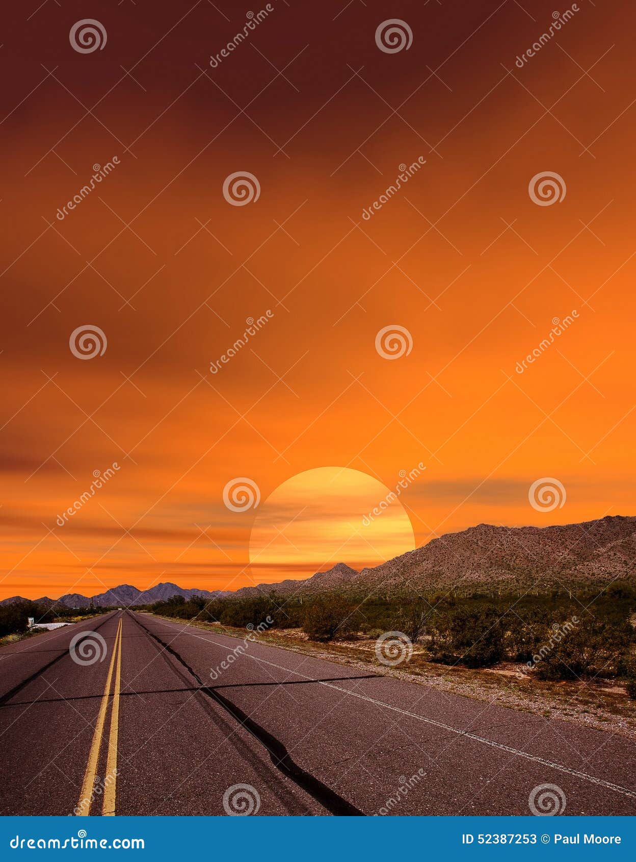 Sunset Road stock image. Image of sunset, desolate, prominent - 52387253