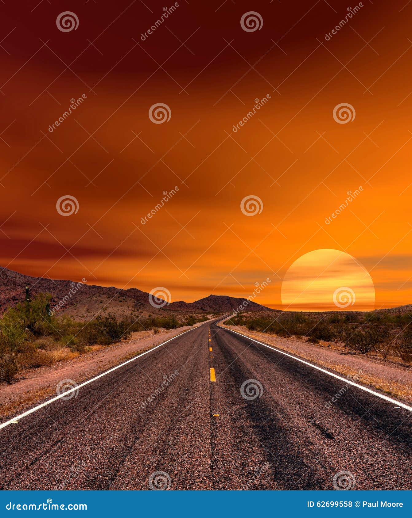 Sunset Road stock photo. Image of southwest, sonora, outdoors - 62699558