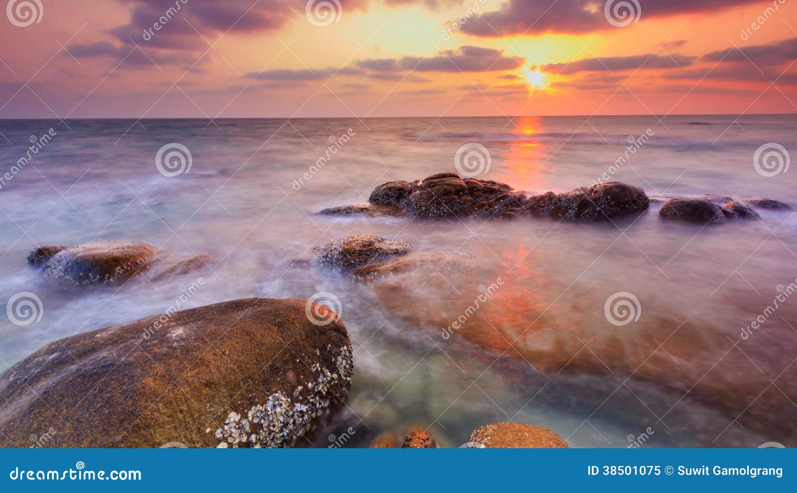 Sunset on Rock beach stock image. Image of peaceful, nature - 38501075