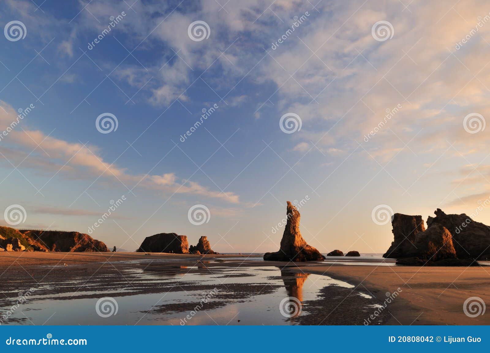 Sunset with Rock Formations, Bandon, Oregon Stock Photo - Image of ...