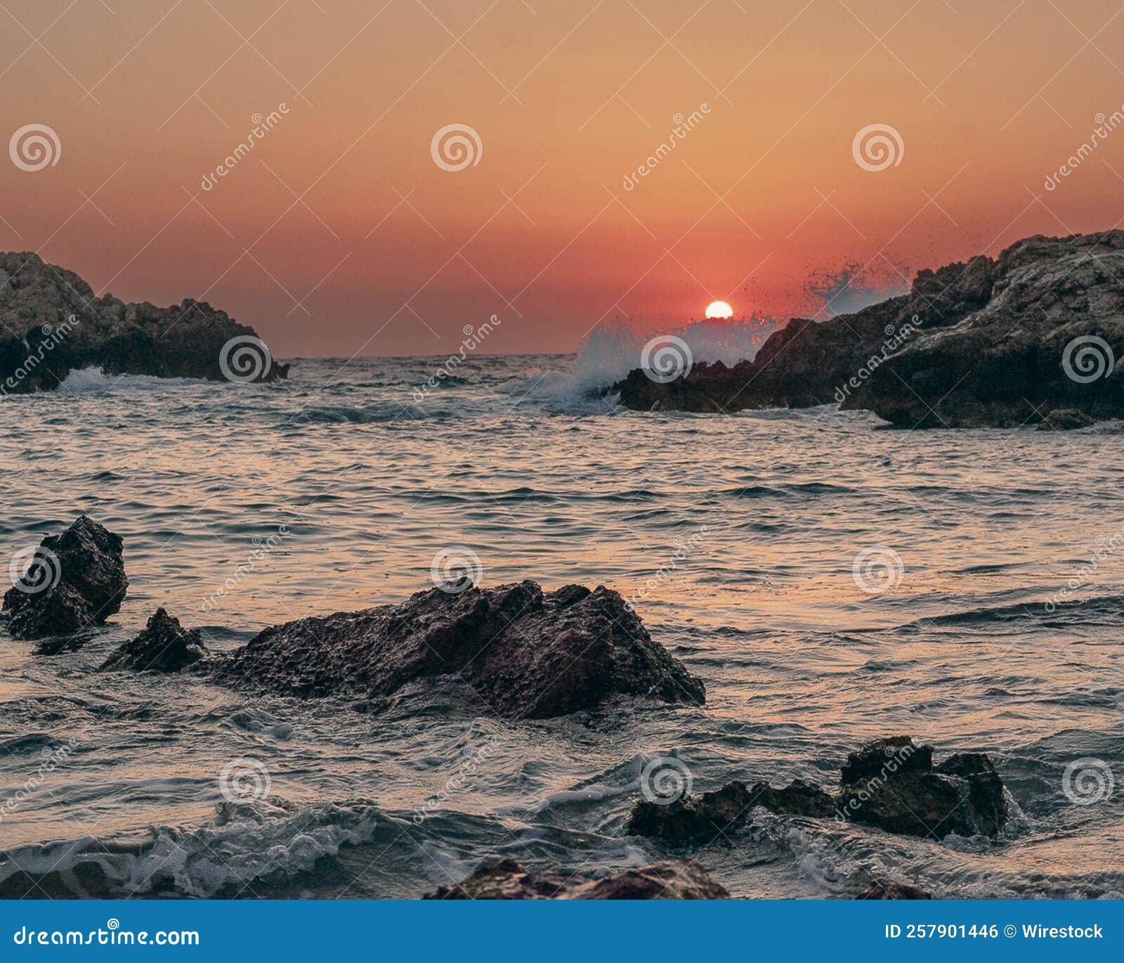 Sunset on the Rocky Ocean Coast Stock Photo - Image of beautiful, rock ...