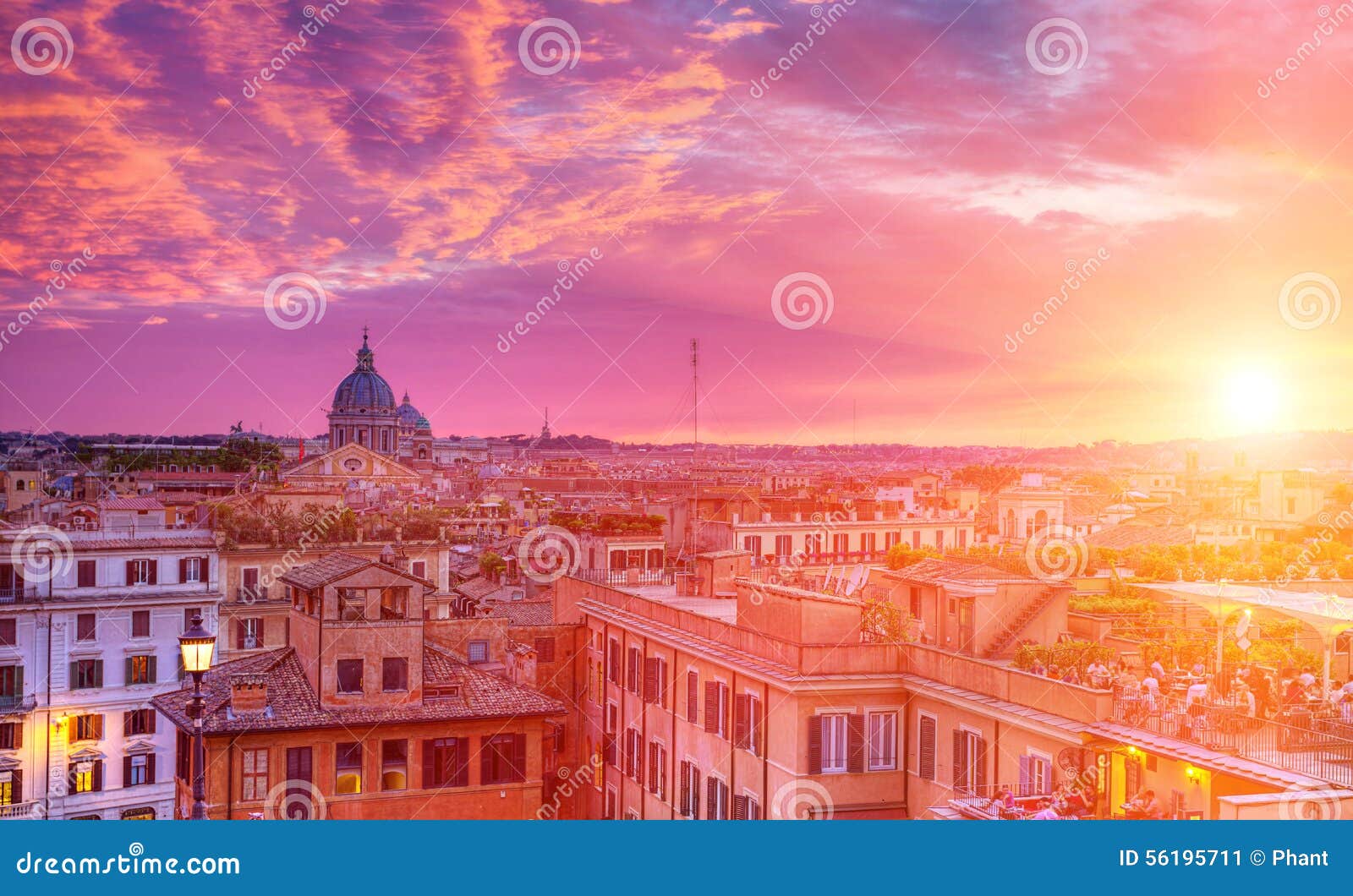 Sunset in Rome. stock image. Image of history, basilica - 56195711