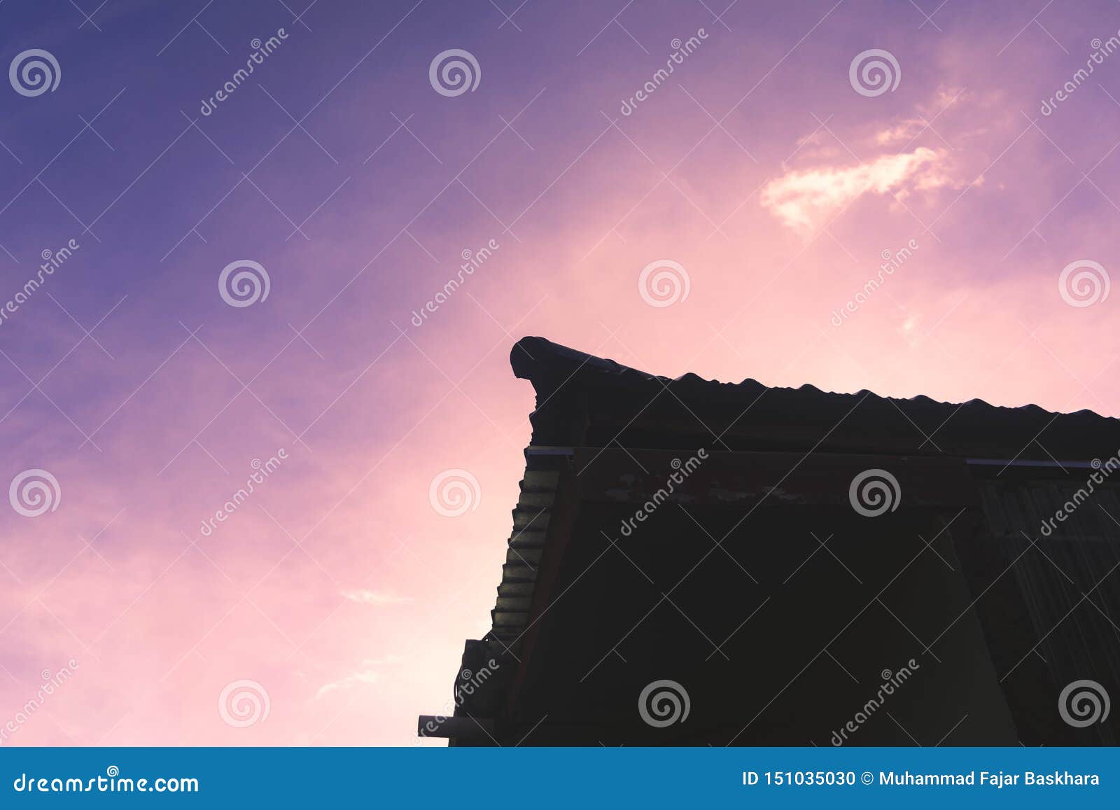 Sunset on Roof of the House Stock Photo - Image of silhouette, cloud ...