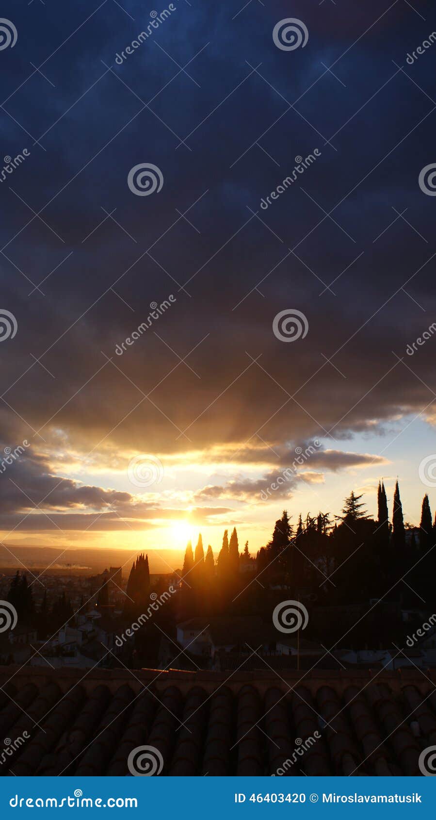 Sunset from the roof stock photo. Image of roof, sunset - 46403420