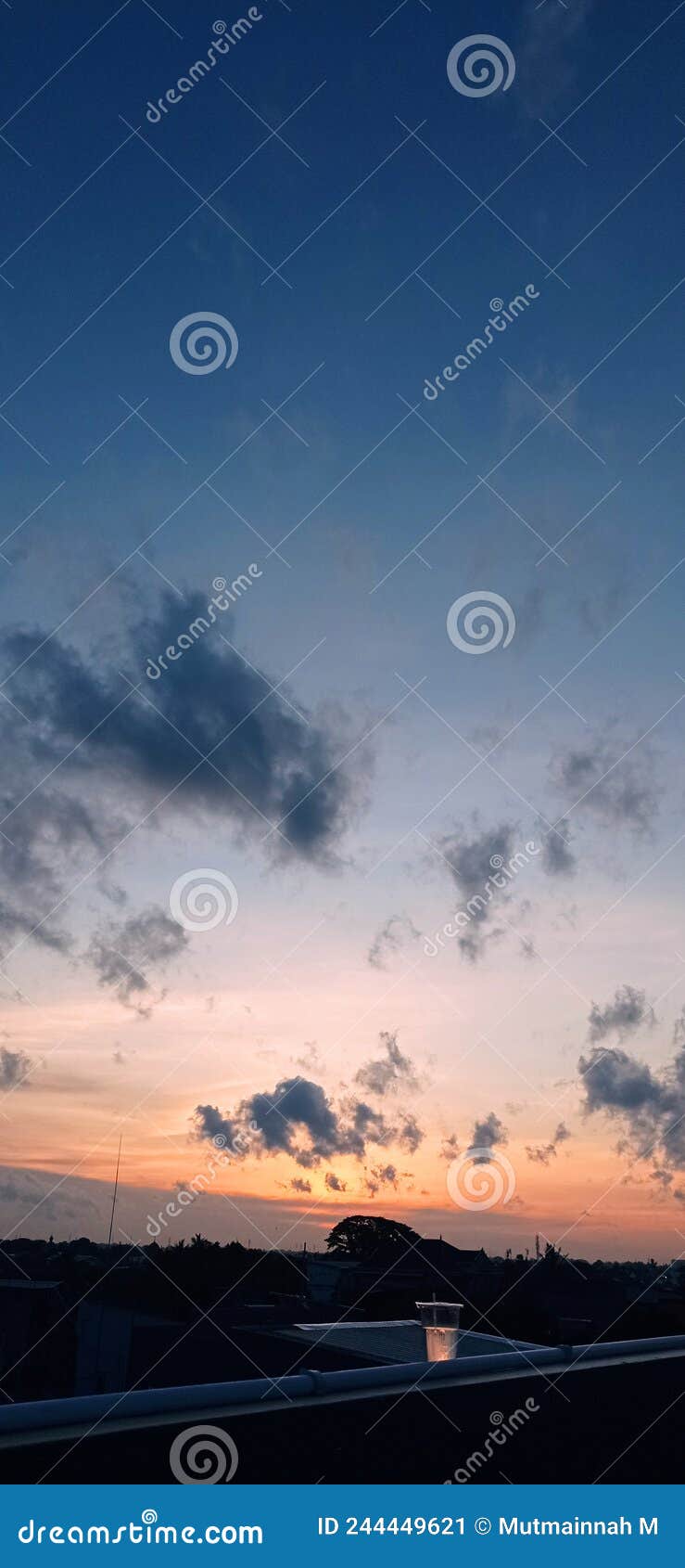 Sunset on the rooftop stock image. Image of evening - 244449621