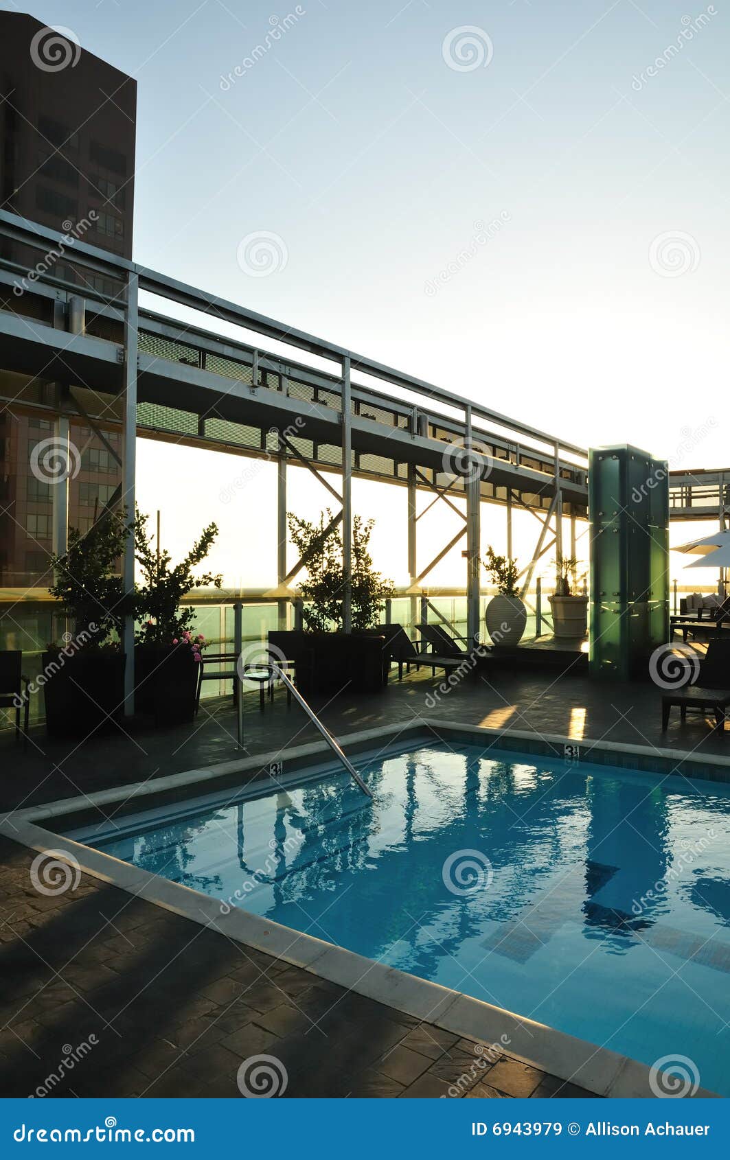 Sunset rooftop pool stock image. Image of clear, balcony - 6943979