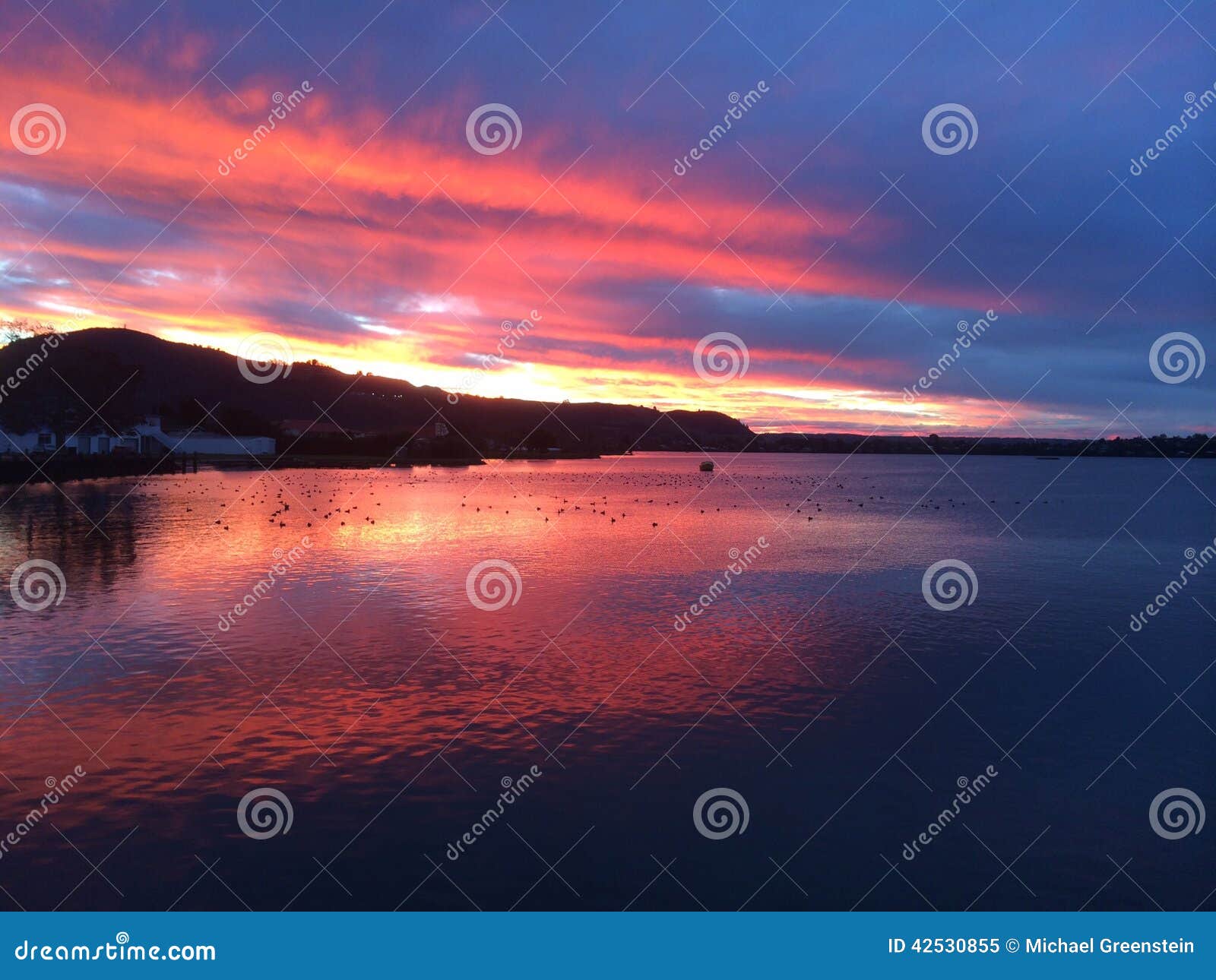 Sunset on Rotorua stock image. Image of peaceful, sunset - 42530855