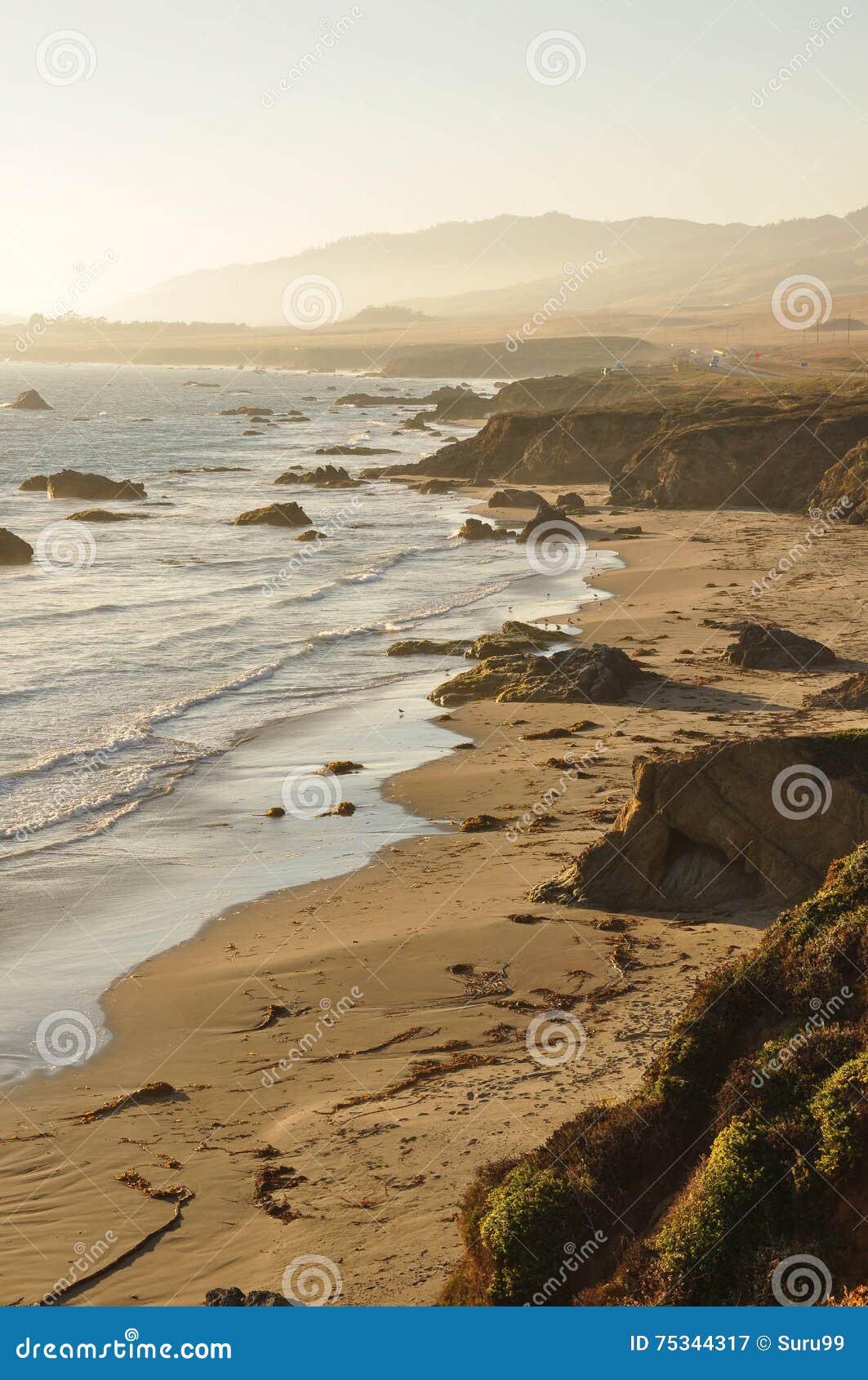 Sunset route 1 drive stock image. Image of ocean, sunshine - 75344317