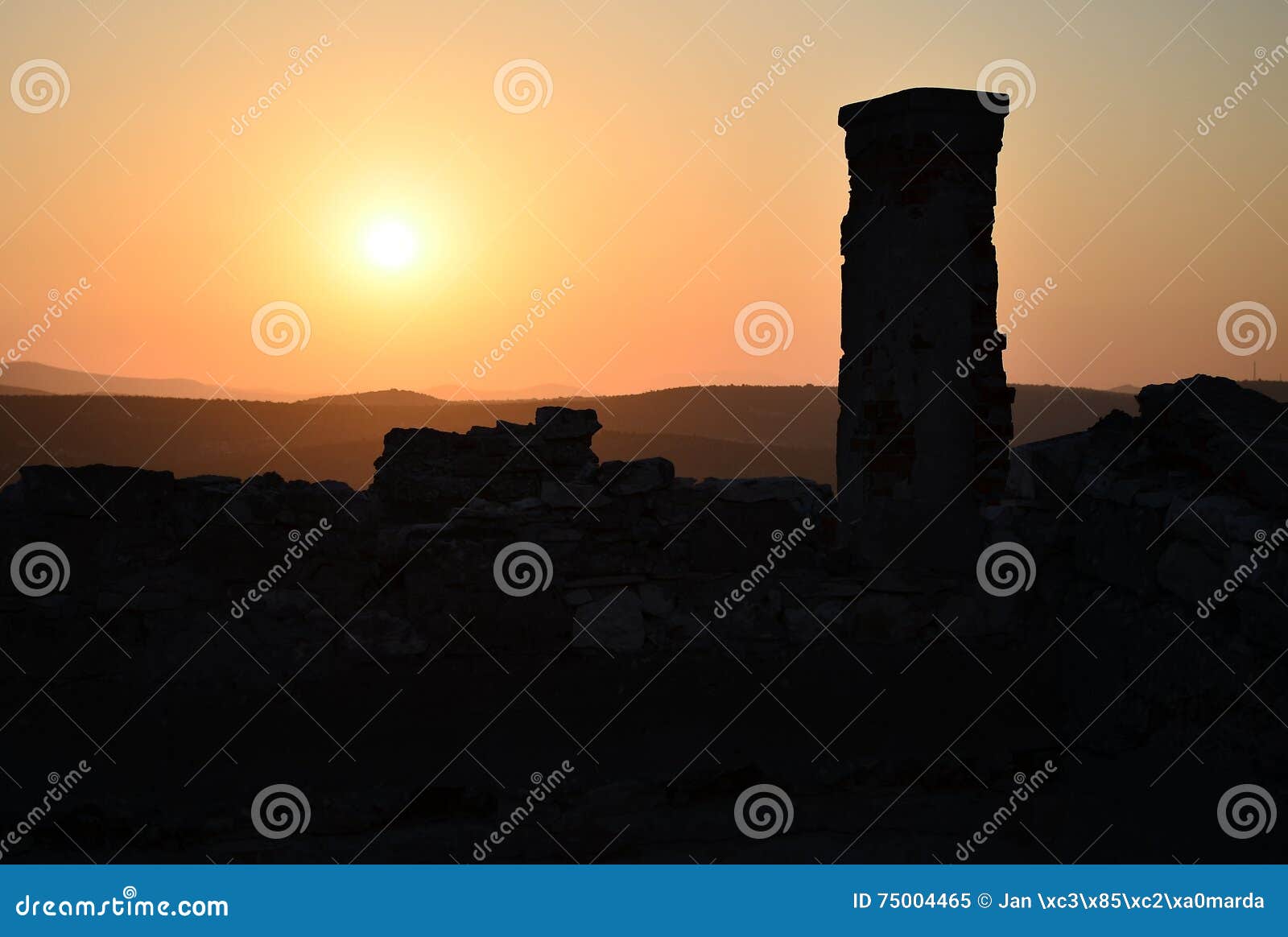 Sunset ruins stock image. Image of horizont, ruins, chimney - 75004465