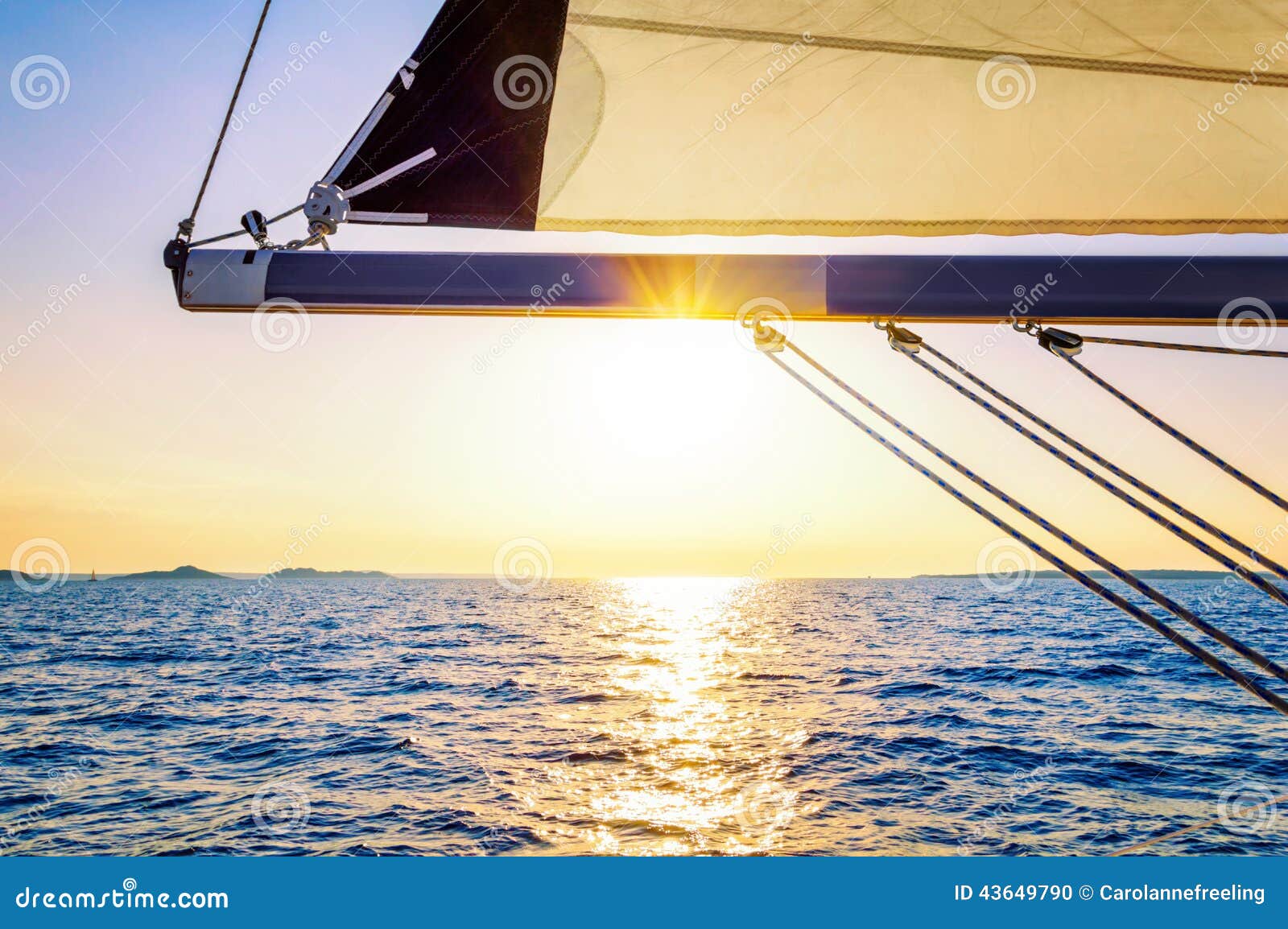 Sunset on sailing stock photo. Image of calm, lines, cruising - 43649790