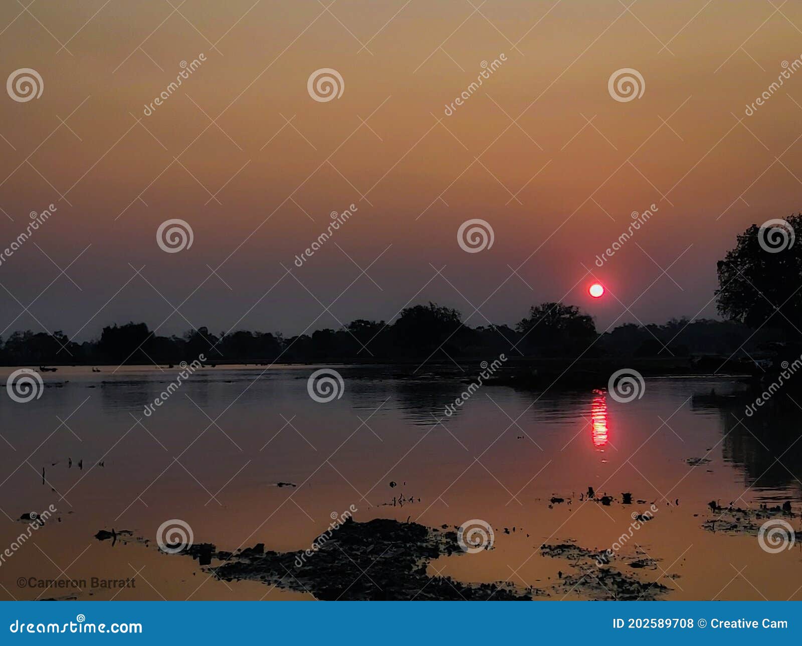 Sunset and salt pan stock photo. Image of coast, river - 202589708
