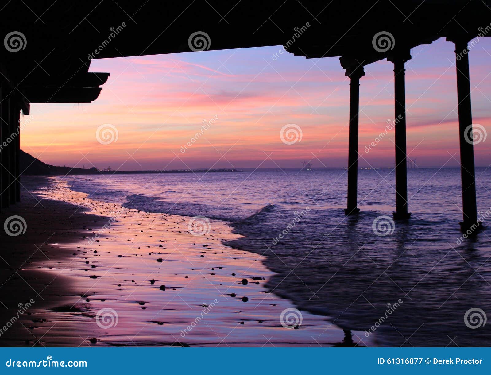 Sunset at Saltburn stock image. Image of reflections - 61316077