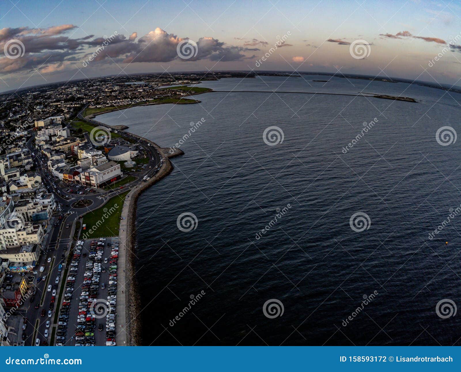 Sunset at Salthill beach stock photo. Image of tourism - 158593172