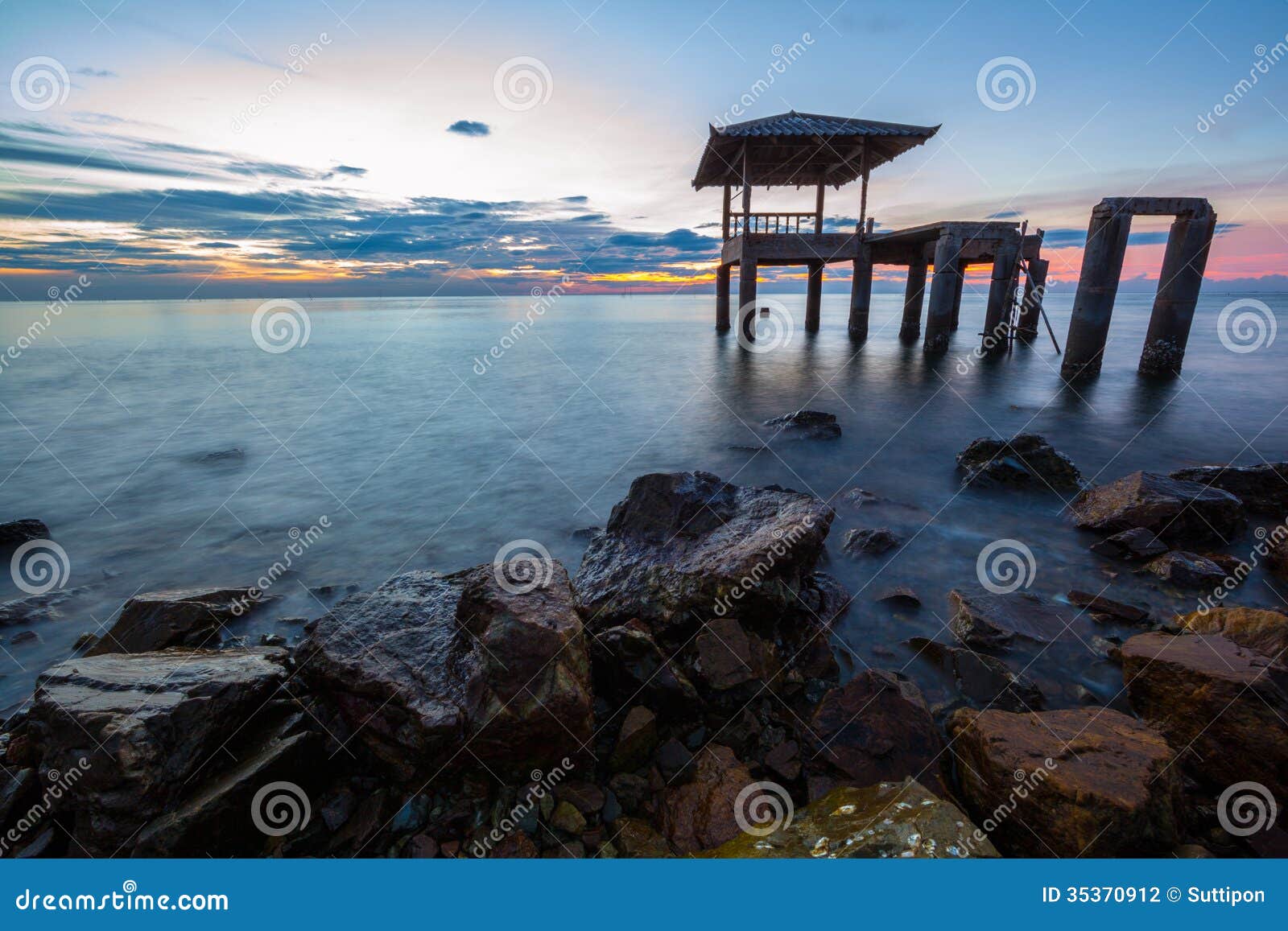 Sunset at Sam Muk Bangsan Beach Stock Photo - Image of color, holiday ...